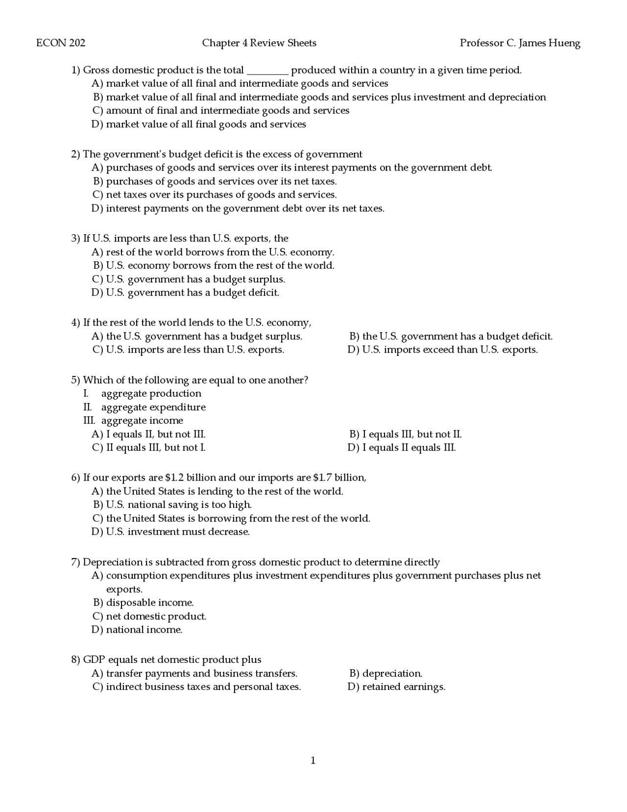 Review Sheet For Principles Of Macroeconomics Econ 2020 Docsity