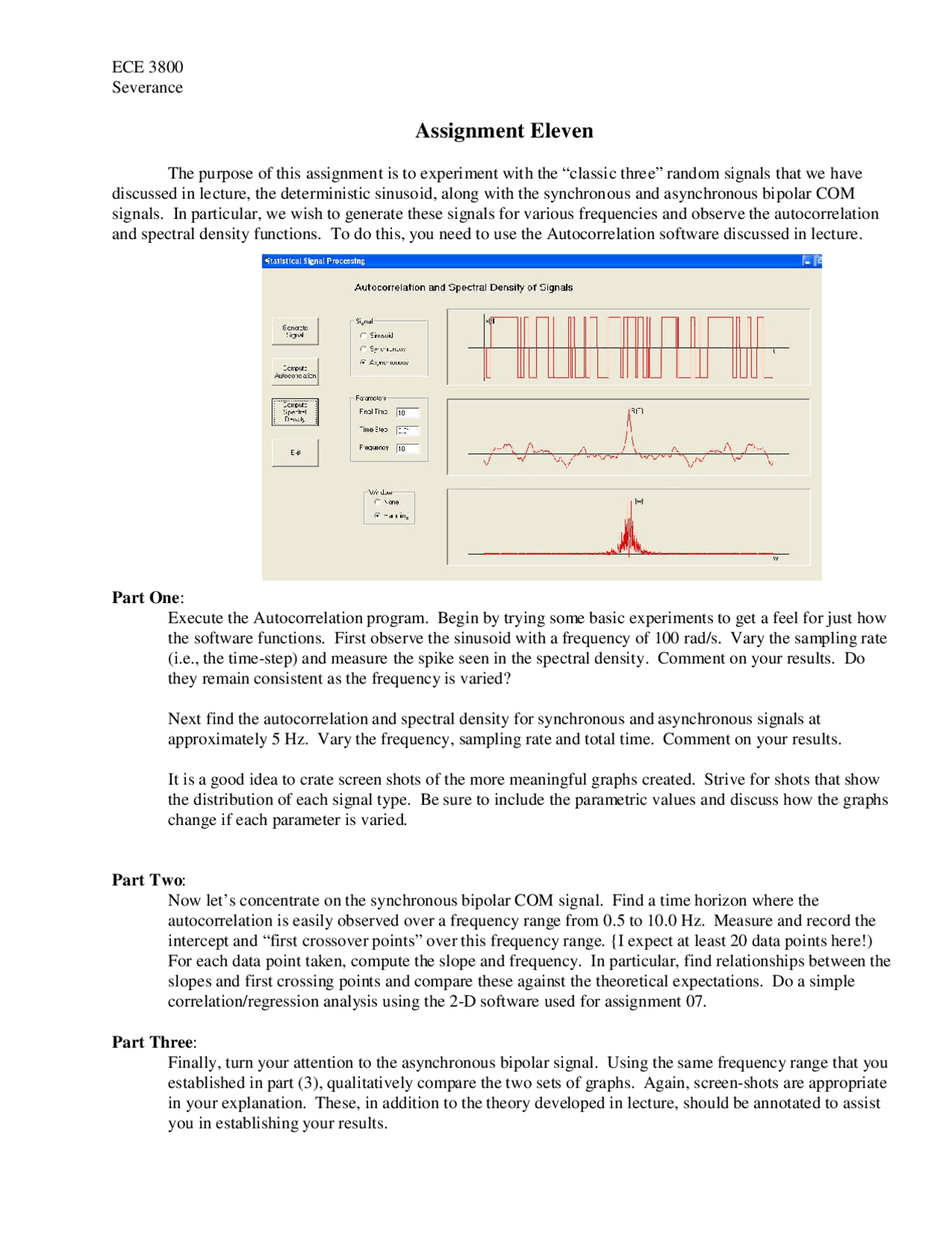 Assignment 11 For Problems Signal And System Analysis Ece 3800 Docsity