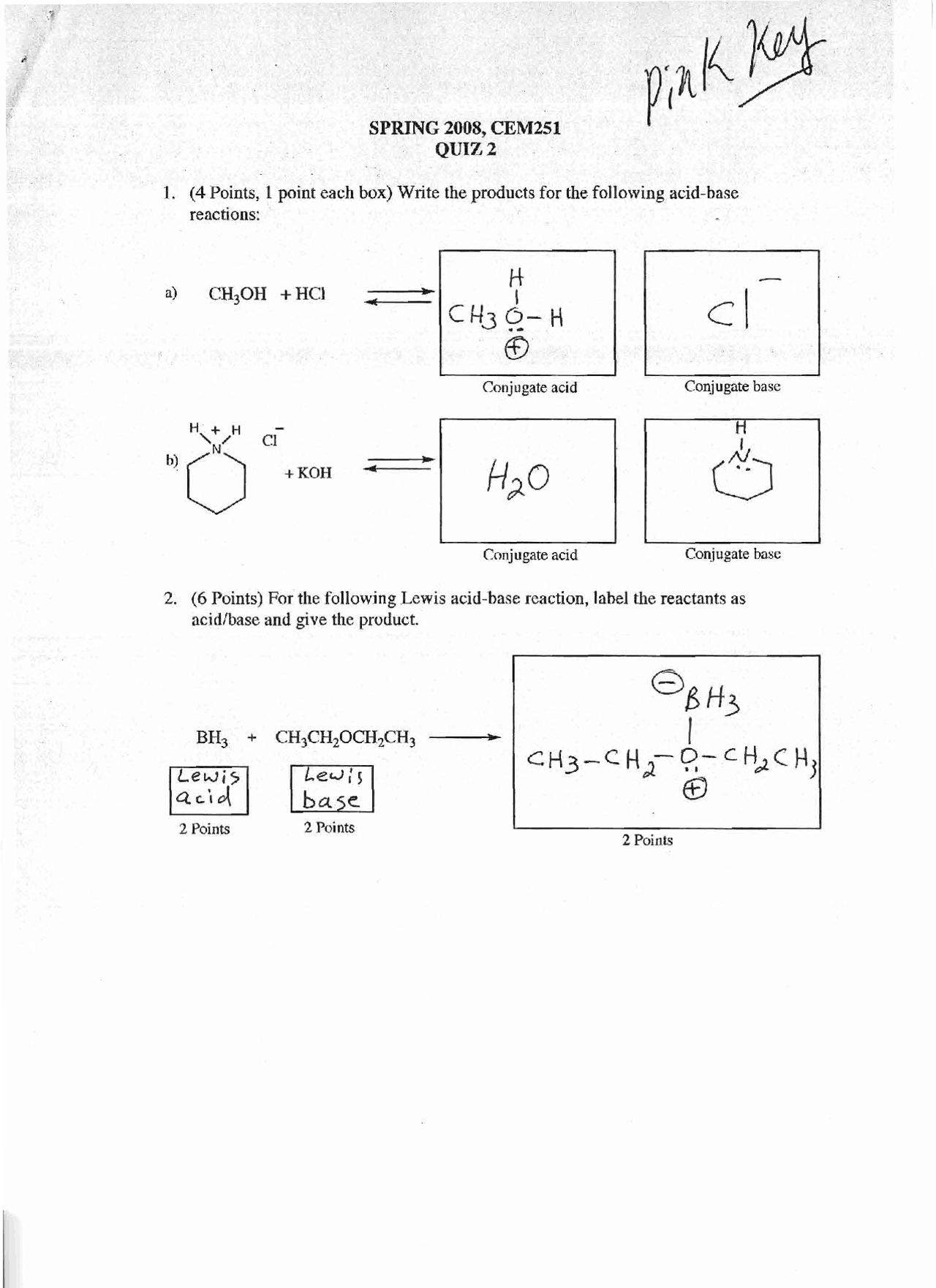 Solved Quiz Term Exam Organic Chemistry I Cem 251 Docsity