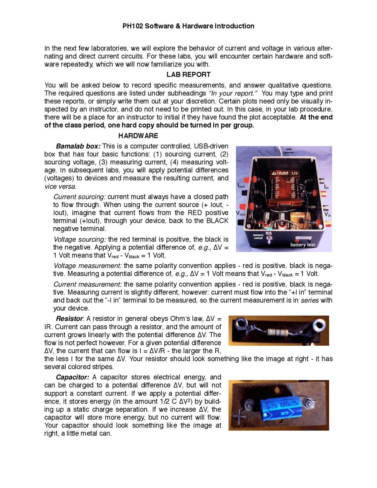 Software And Hardware Introduction Laboratory Report Ph 102 Docsity