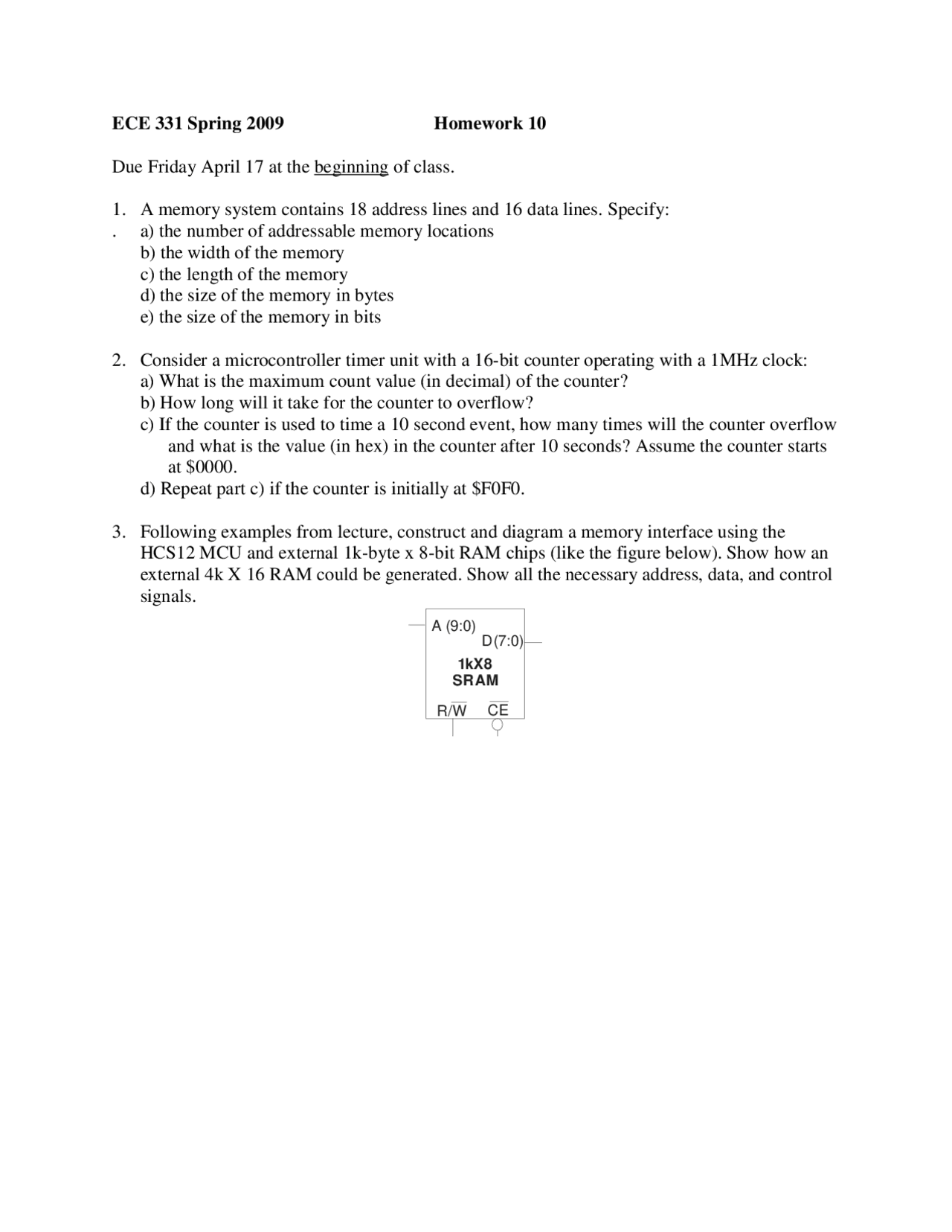 Homework 10 Questions Microprocessors And Digital Systems Ece 331