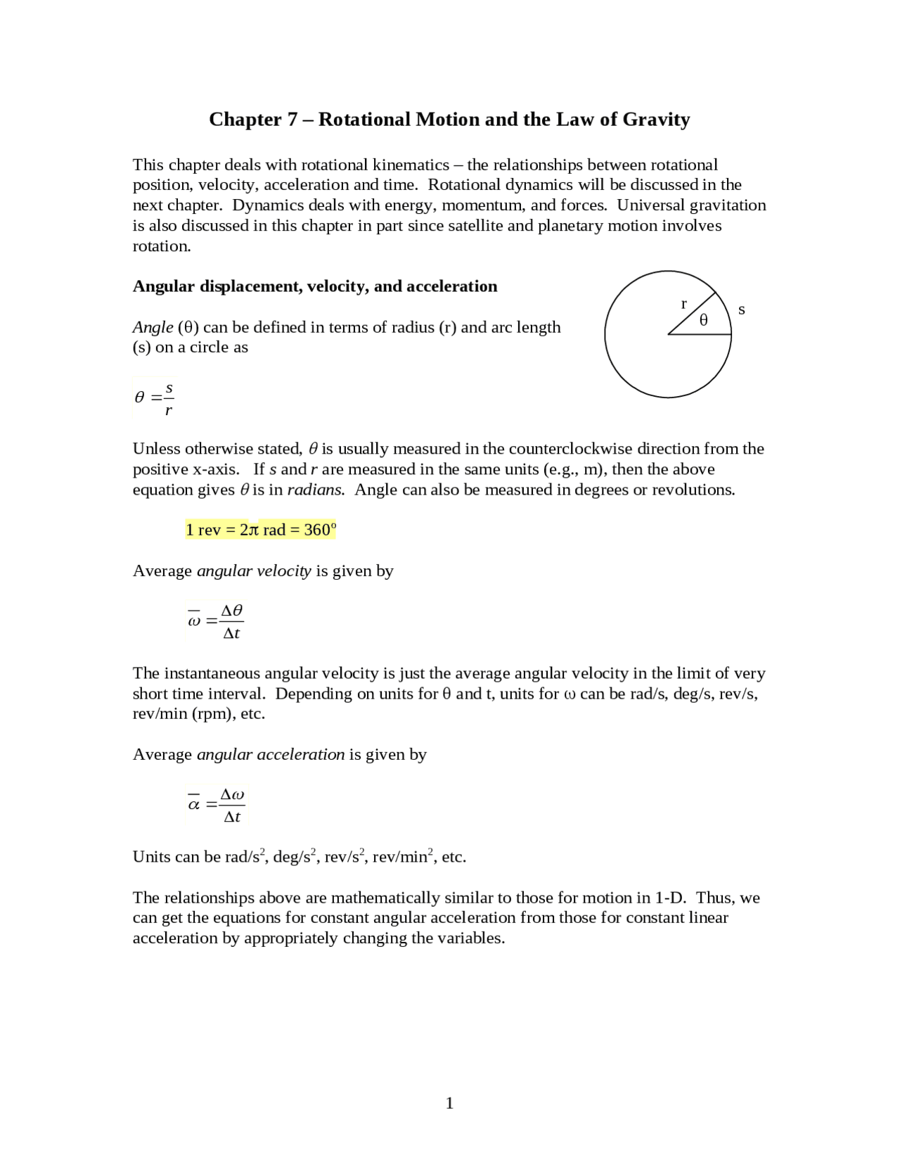 Rotational Motion & Universal Gravity: Angular Displacement, Velocity ...