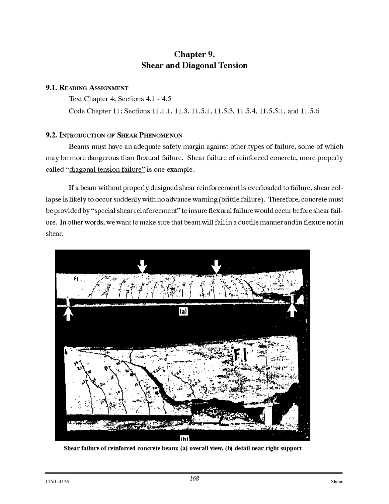 Shear And Diagonal Tension Assignment Civl 4135 Docsity