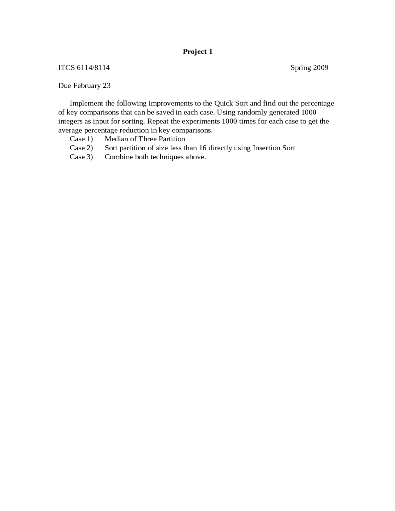 Introduction To Algorithm And Data Structures Project Itcs 6114