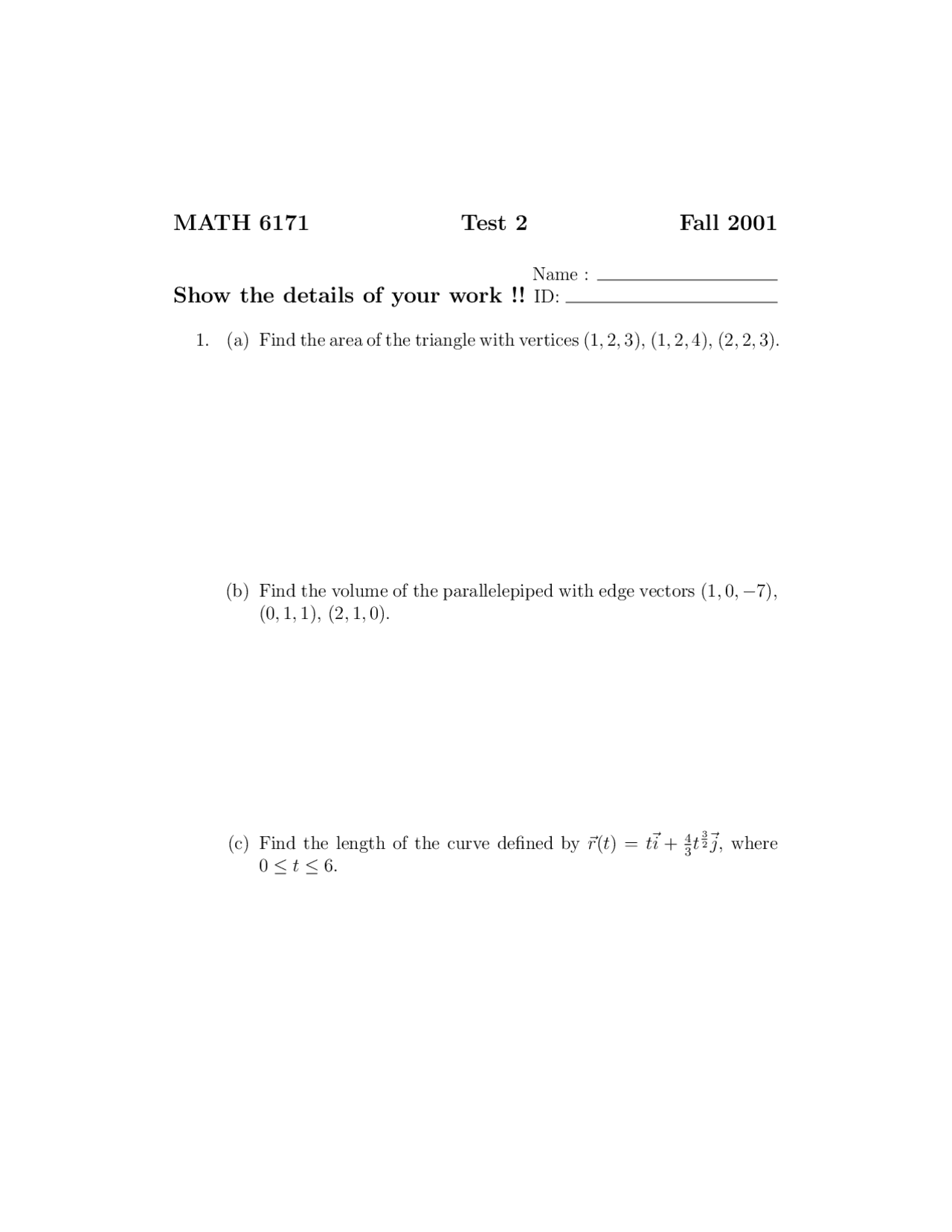 7 Questions On Advanced Applied Mathematics I Test 2 Math 6171