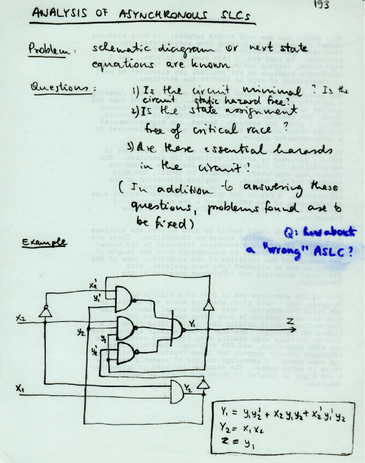 Handwritten Notes On Analysis Of Asynchronous Slcs Digital Design
