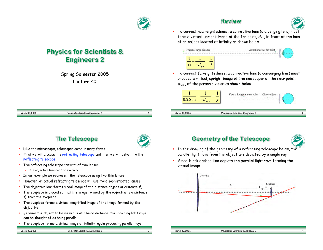 The Geometry Of Telescope Lecture Slides Phy 184 Docsity