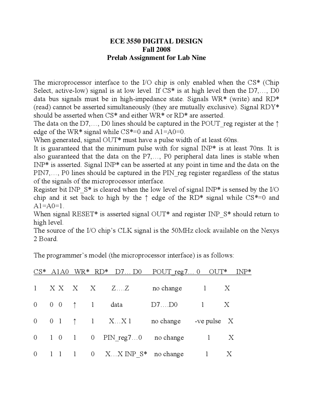 The Microprocessor Interface Digital Design Lab 9 Ece 3550 Lab Reports Digital Systems