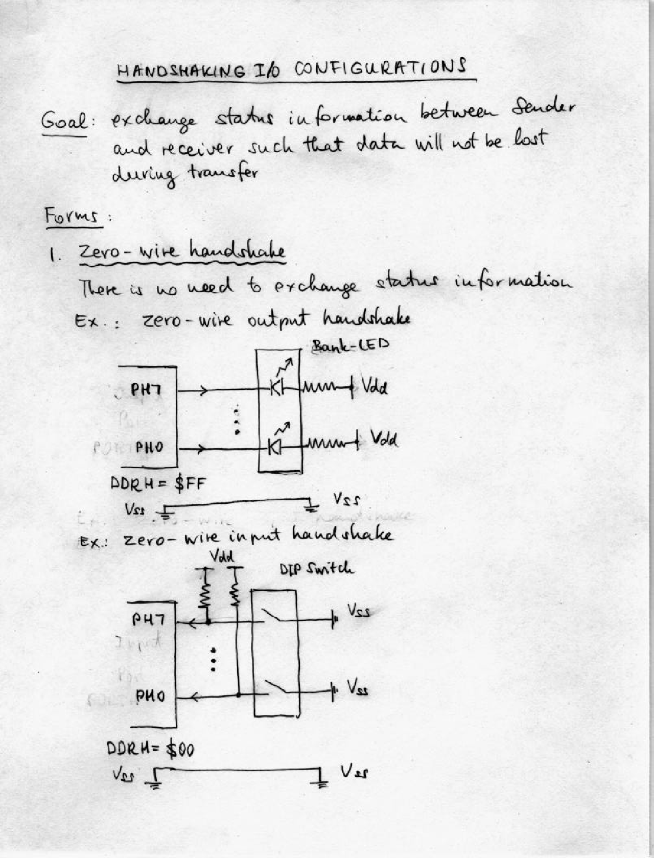 Handshaking I/o Configurations - Microcontroller Applications | ECE 4510 - Docsity