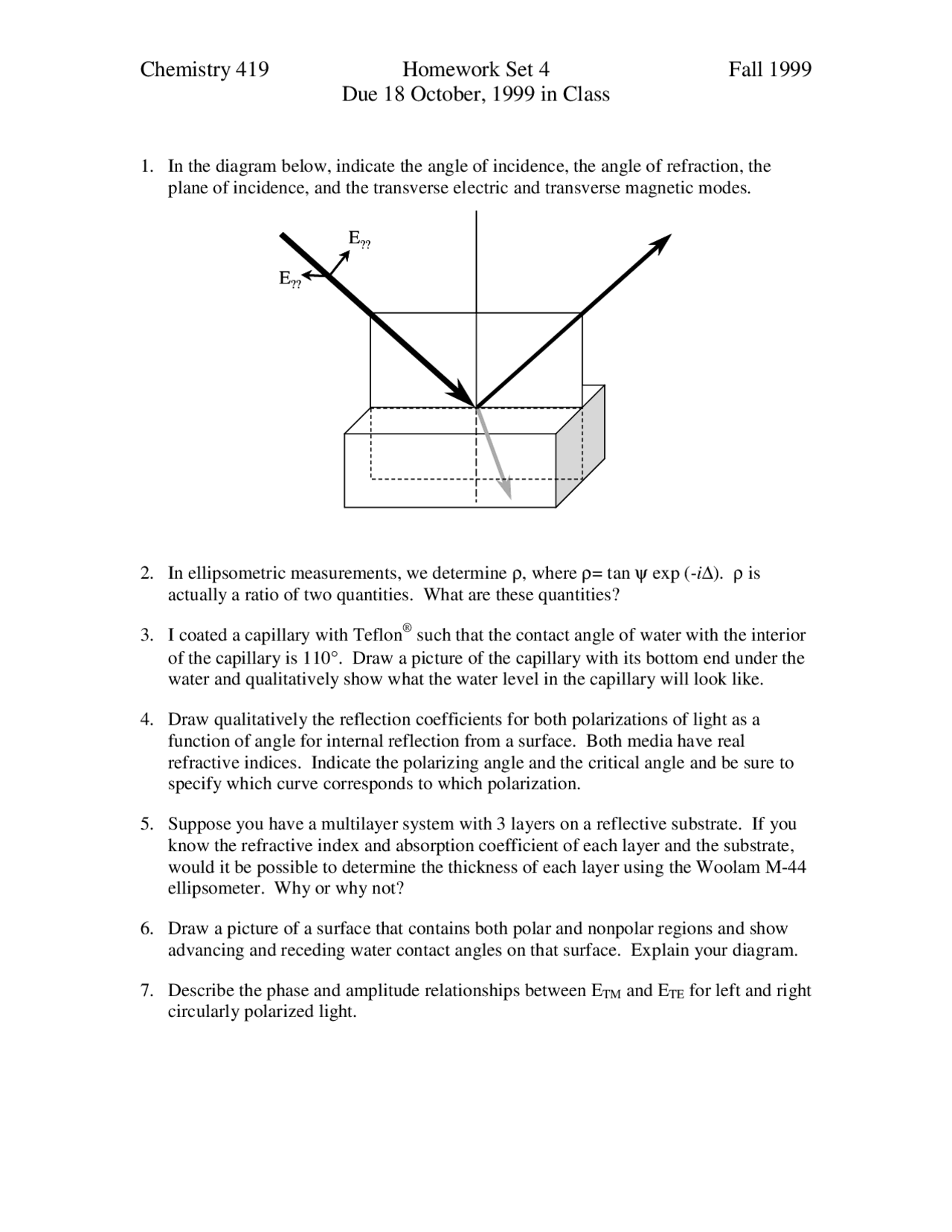 7 Questions for Surface and Interface Analysis - Homework 4 | CEM 419 - Docsity