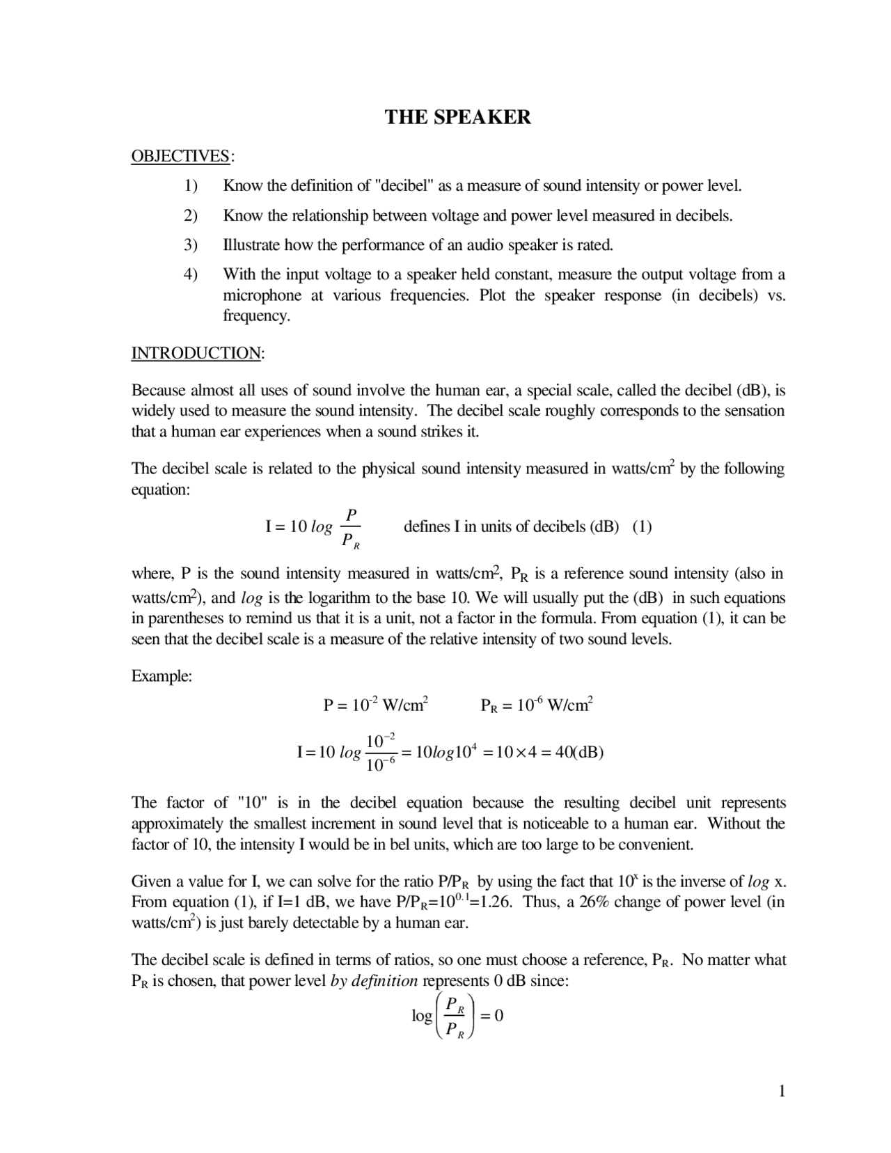 The Speaker - Introductory Physics Experiments - Lecture Handout | PHY ...