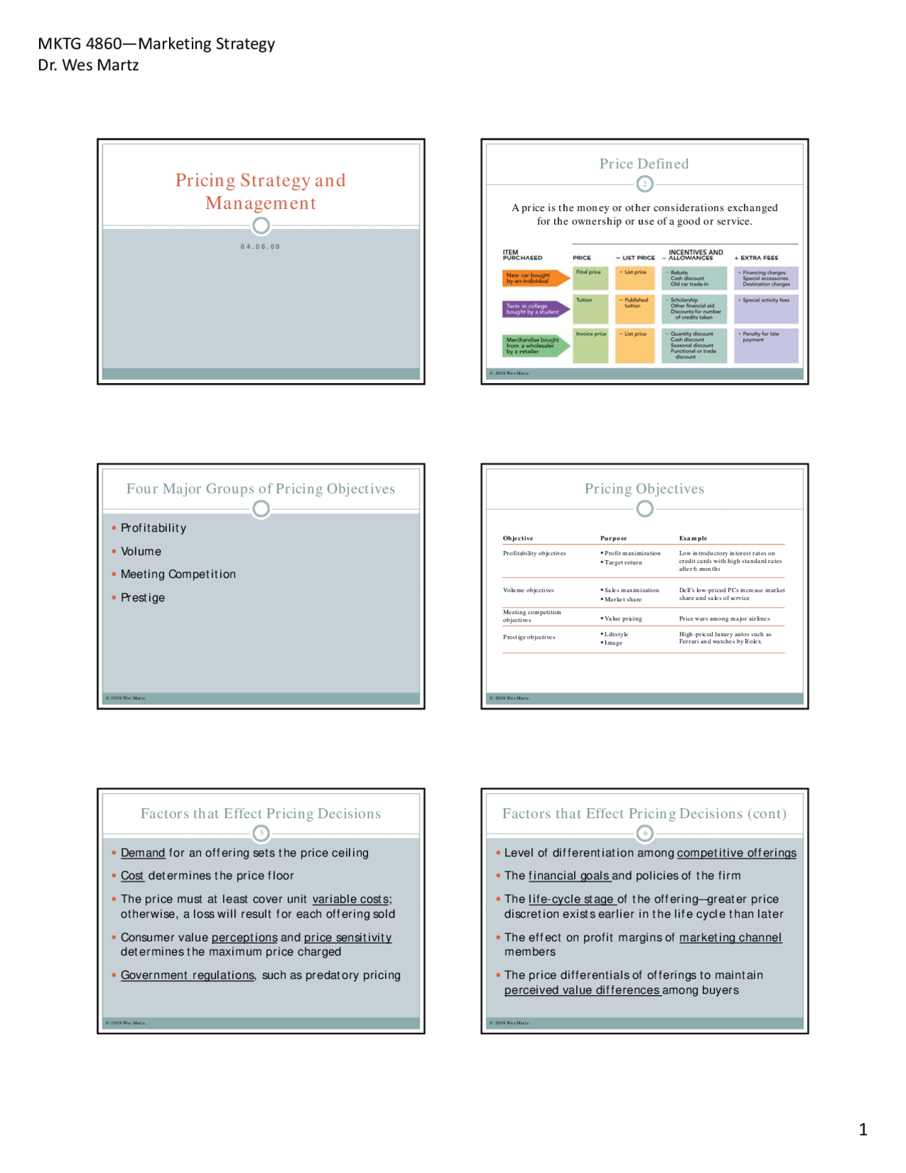Pricing Strategy And Management Lecture Slides Mktg 4860 Docsity