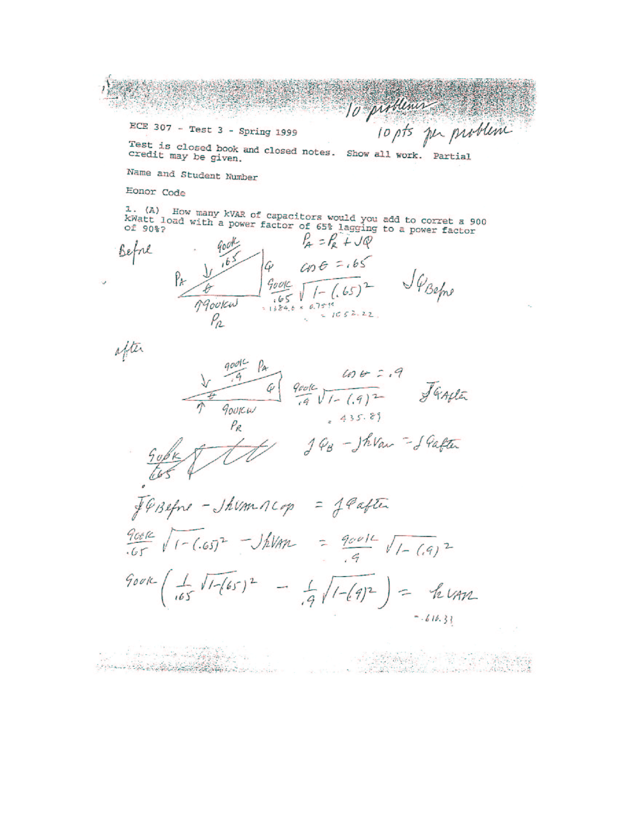 Test 3 Answers Basic Electrical Engineering E C E 307 Exams