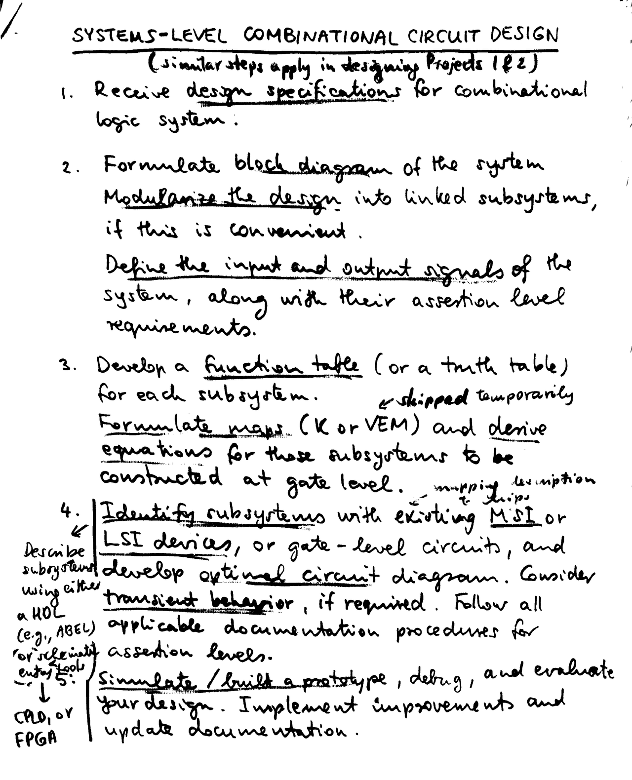 System Level Combinational Circuit Design Lecture Notes Ece 3550