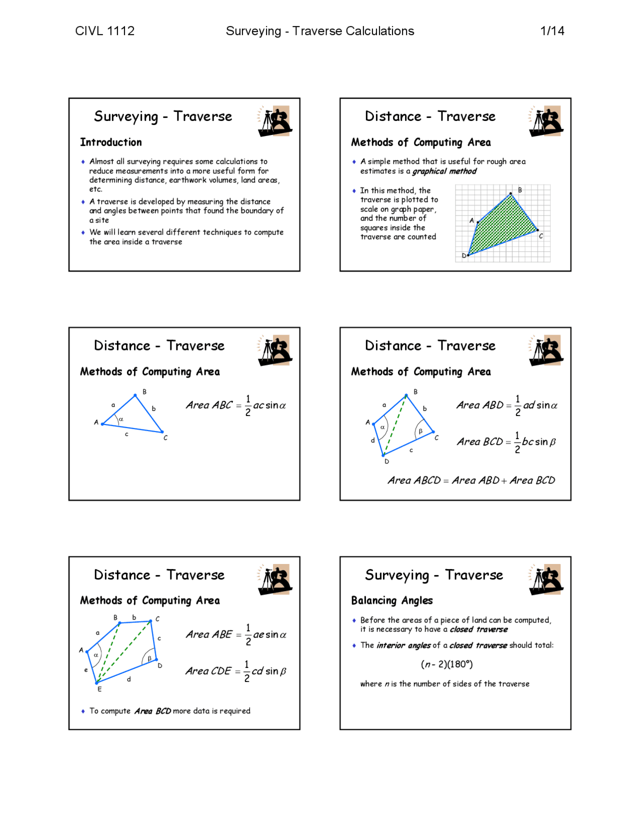 Surveying Traverse Calculations Notes Civl 1112 Docsity 