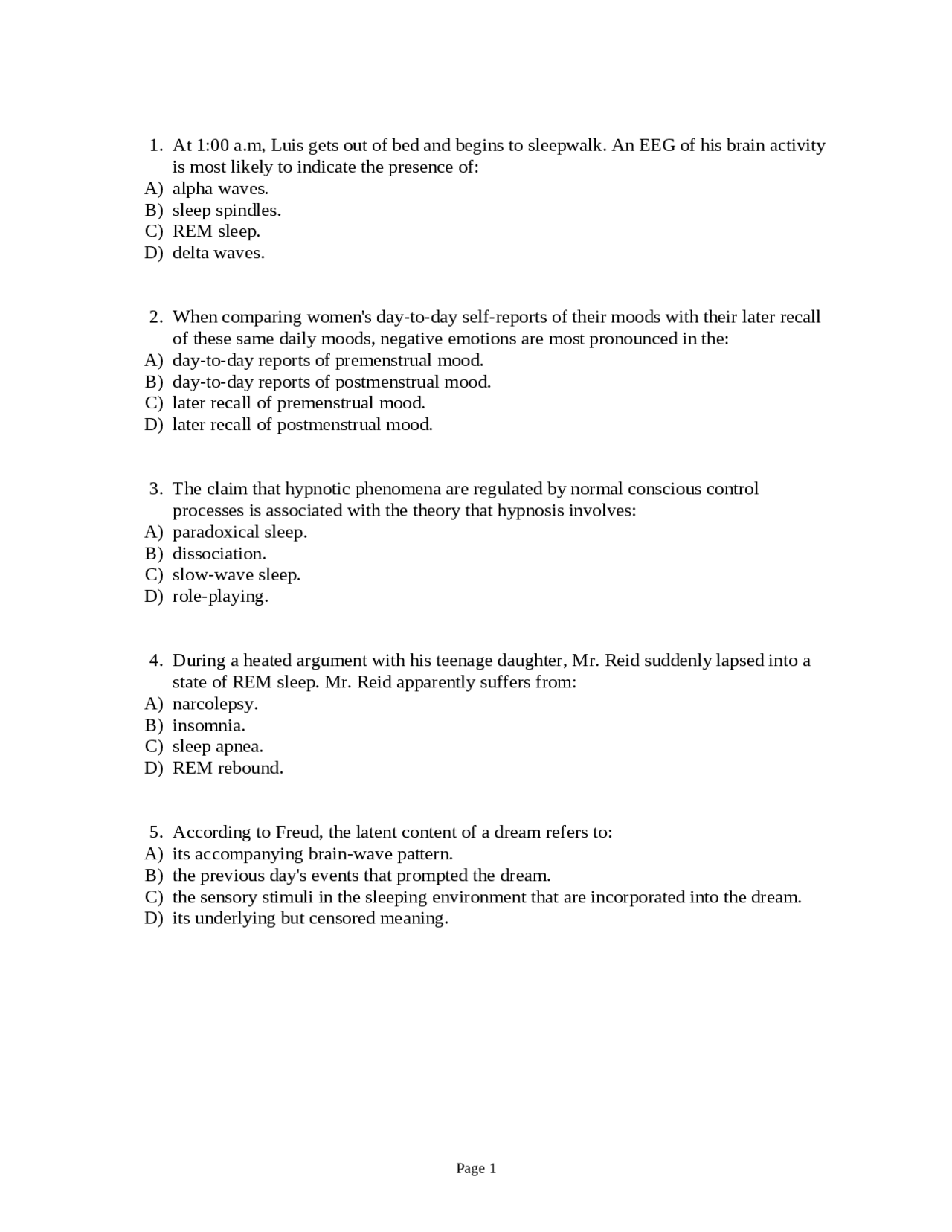 Quiz 7 With Answers Introductory Psychology Psy 101 Docsity