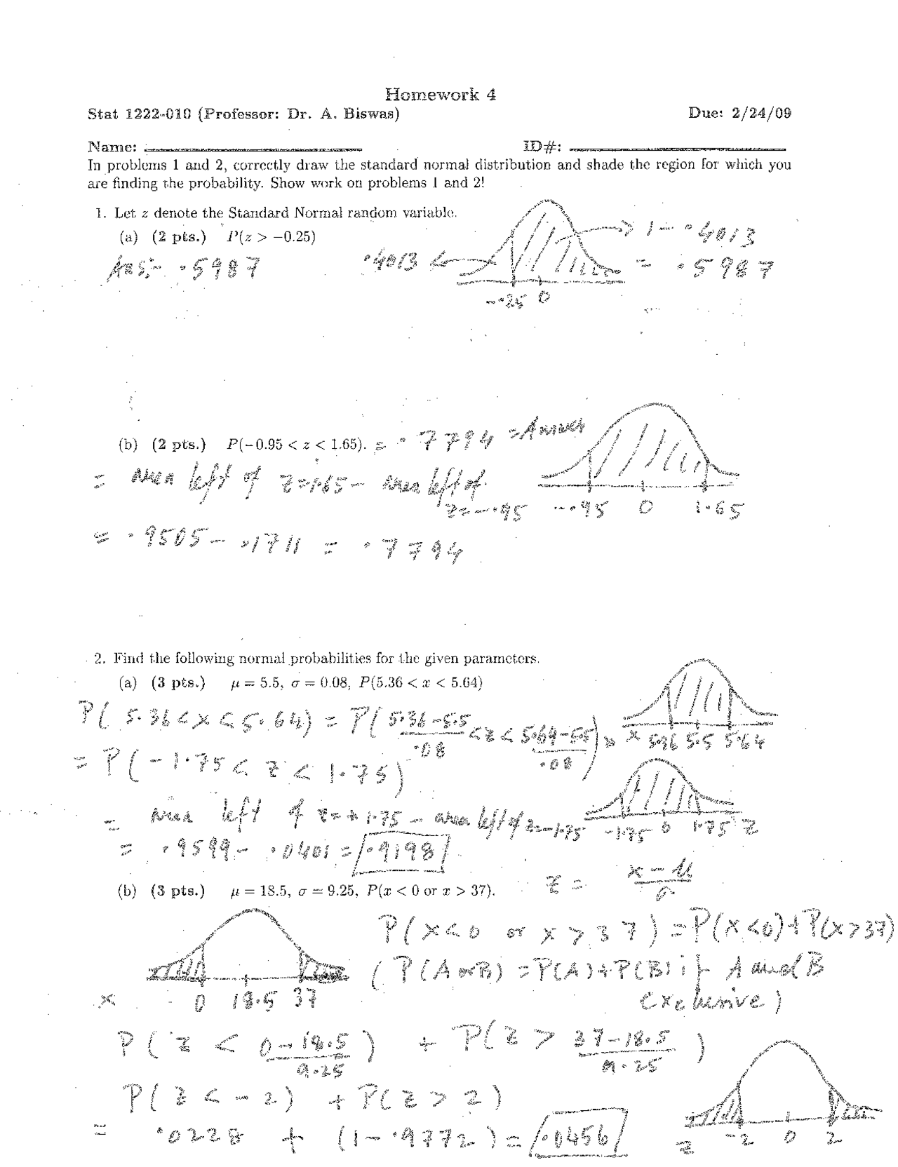 Homework 4 Solutions Introduction To Statistics Stat 1222 Docsity