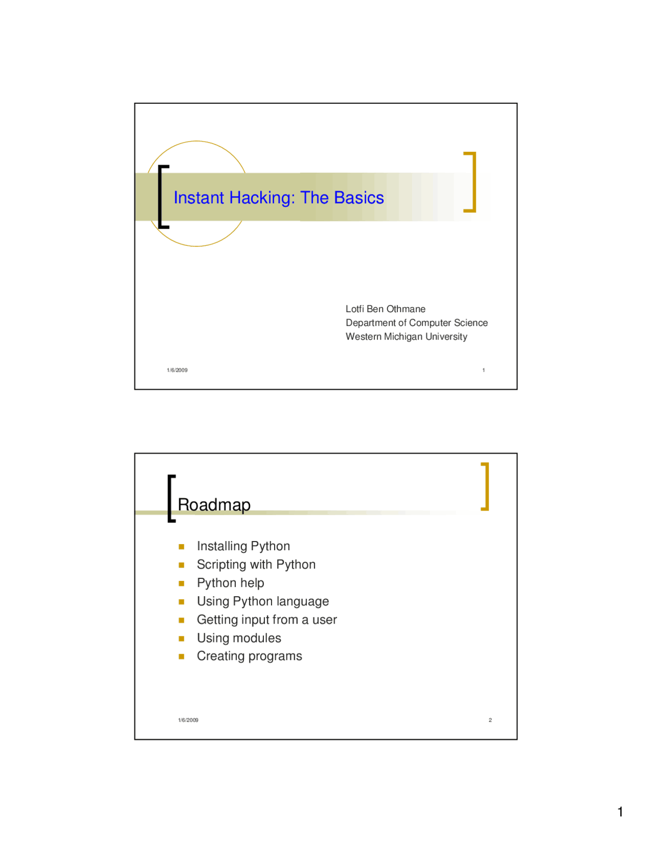 The Instant Hacking: the Basics - Lecture Slides | CS 2100 - Docsity