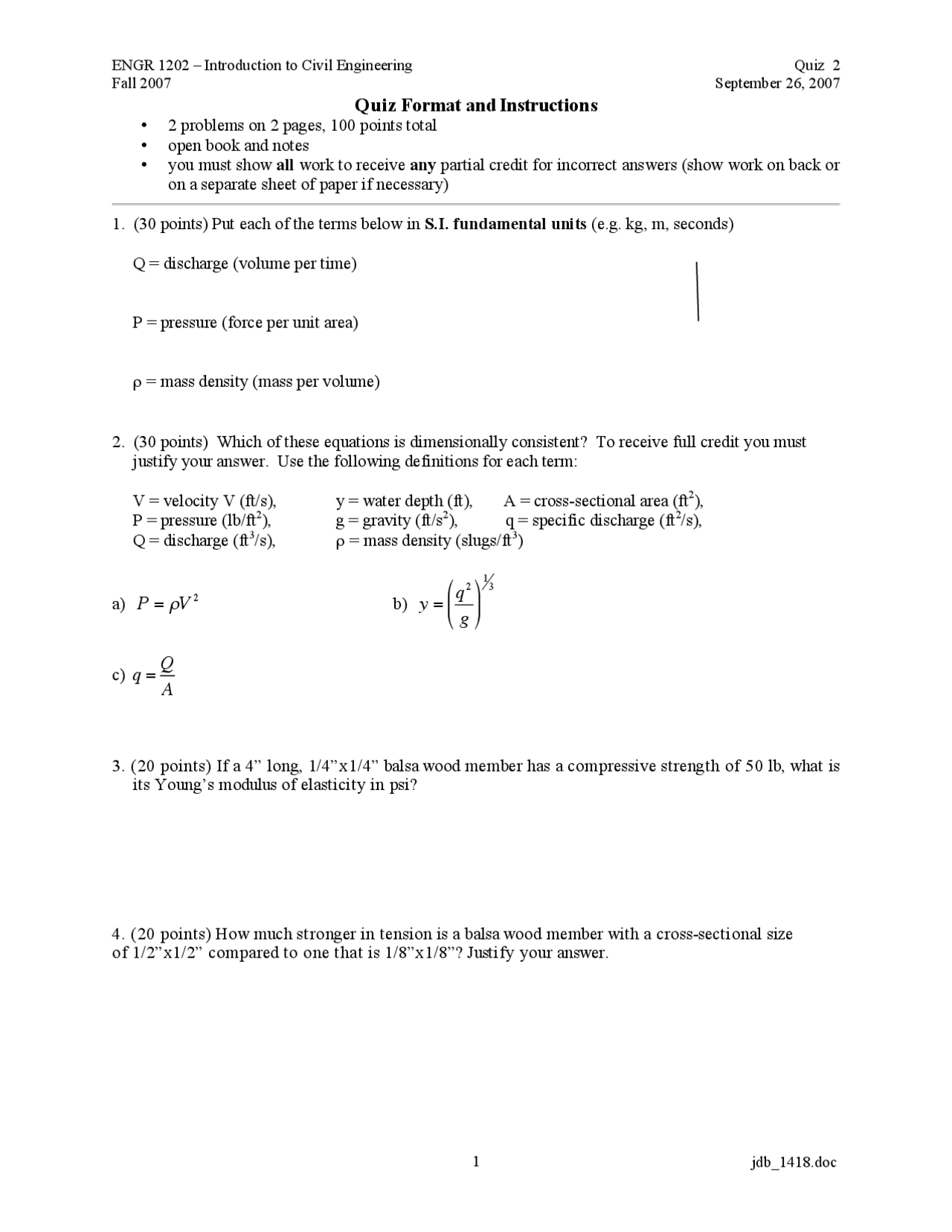 Write Si Fundamental Units Quiz 2 Introduction To Civil