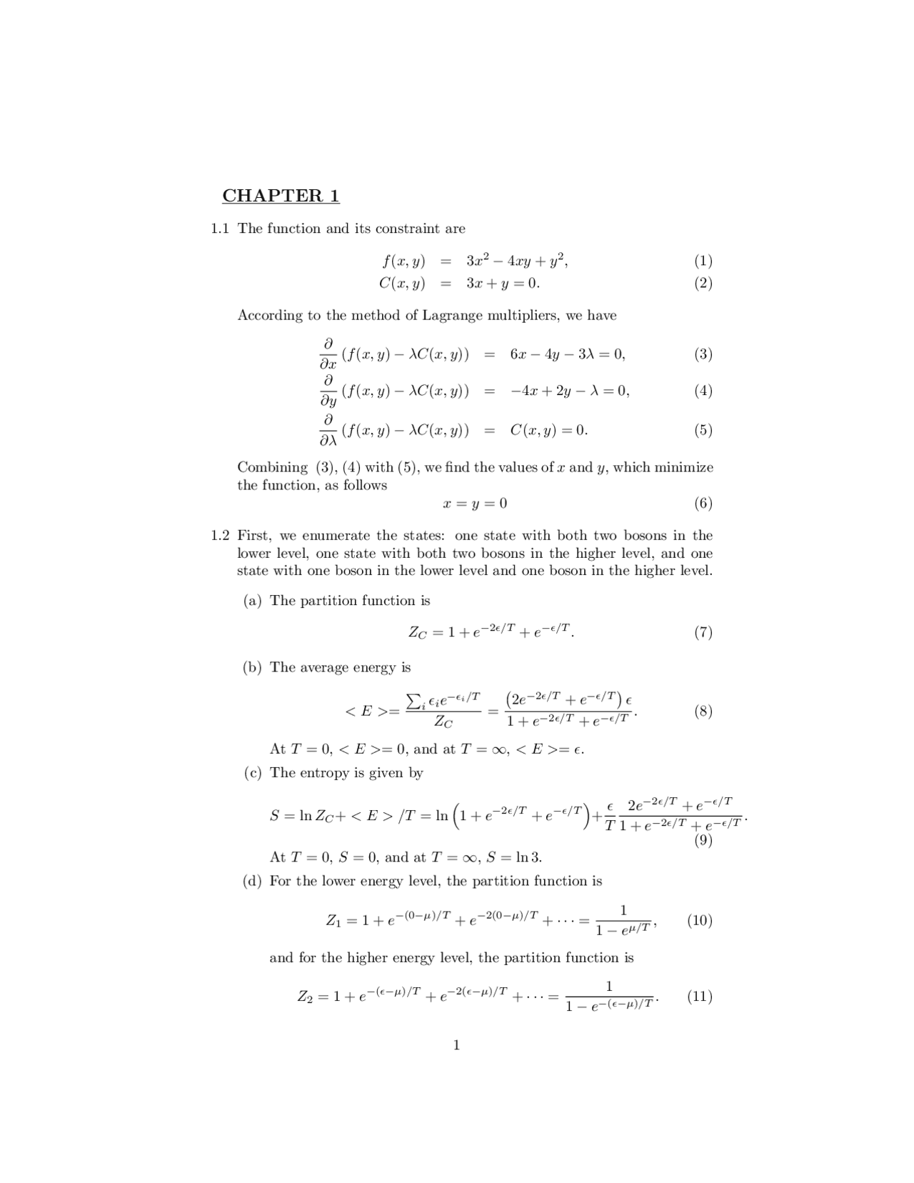 Solved Questions on Lagrange Multipliers in Statistical Mechanics | PHY 831 - Docsity