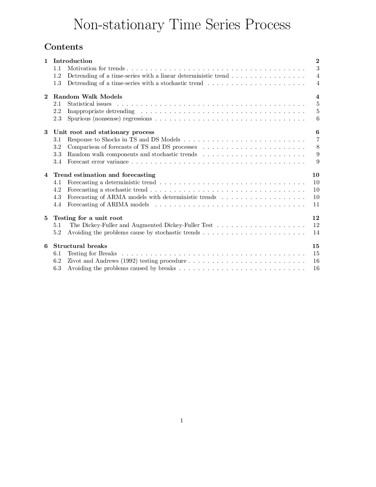 Research Paper Non Stationary Time Series Process Econ 6218 Docsity