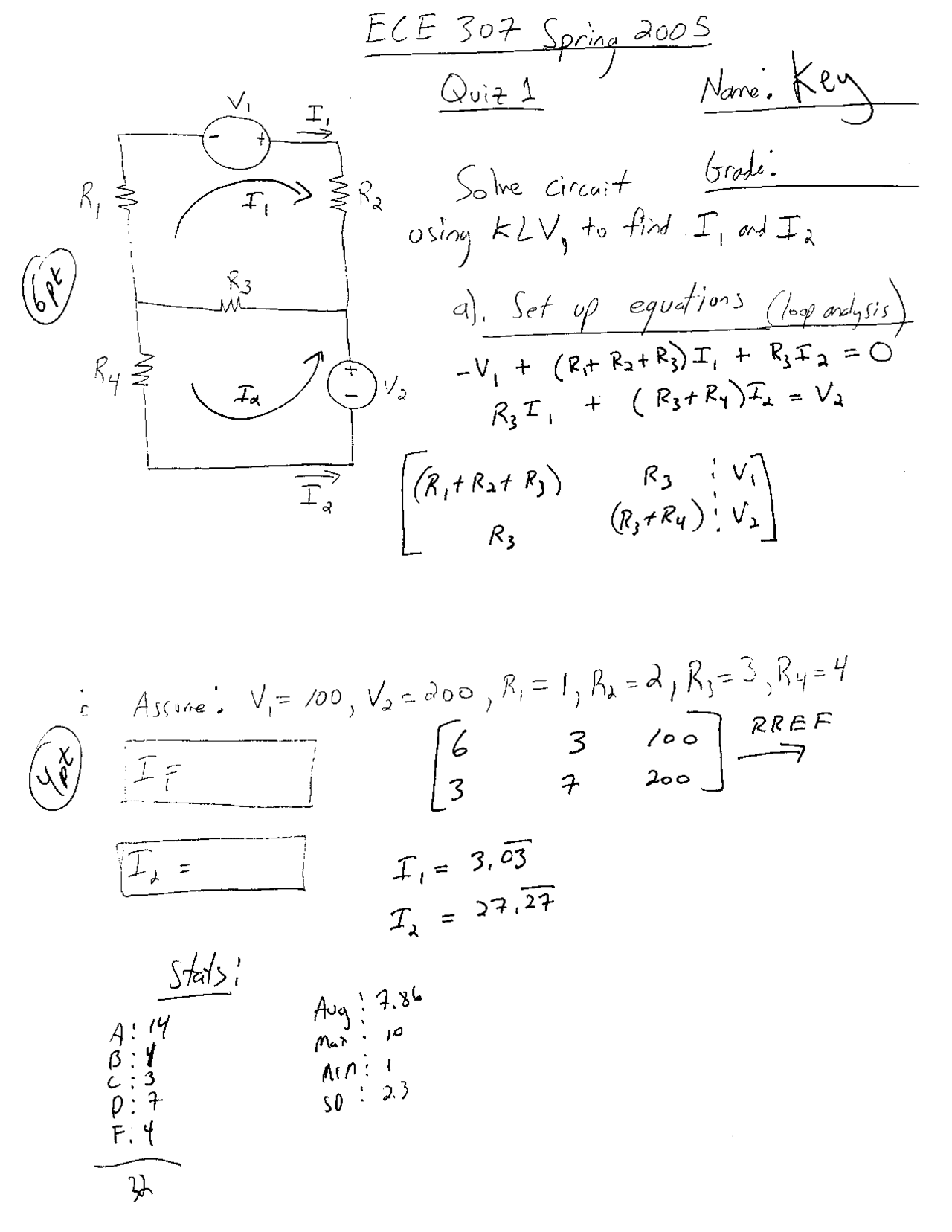 Problems With Answers Basic Electrical Engineering Quiz 1 E C E