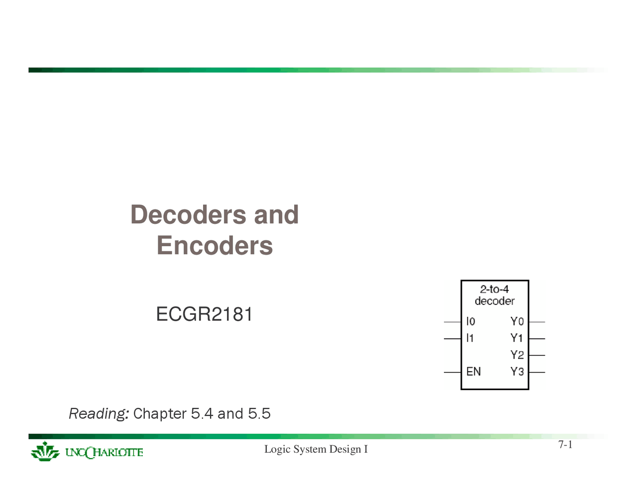 Decoders And Encoders Lecture Slides Ecgr 2181 Docsity