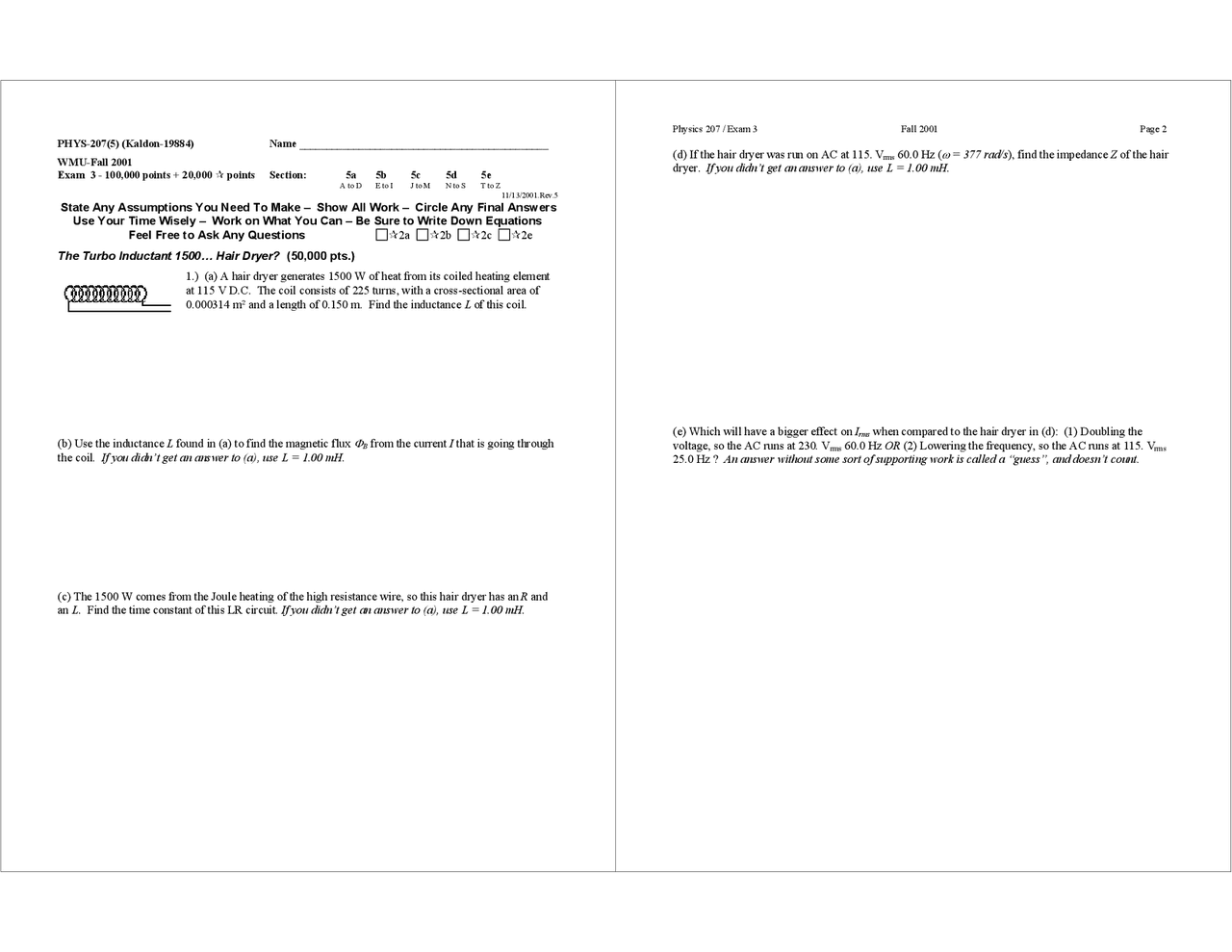 Exam Iii Questions University Physics Ii Phys 2070 Docsity