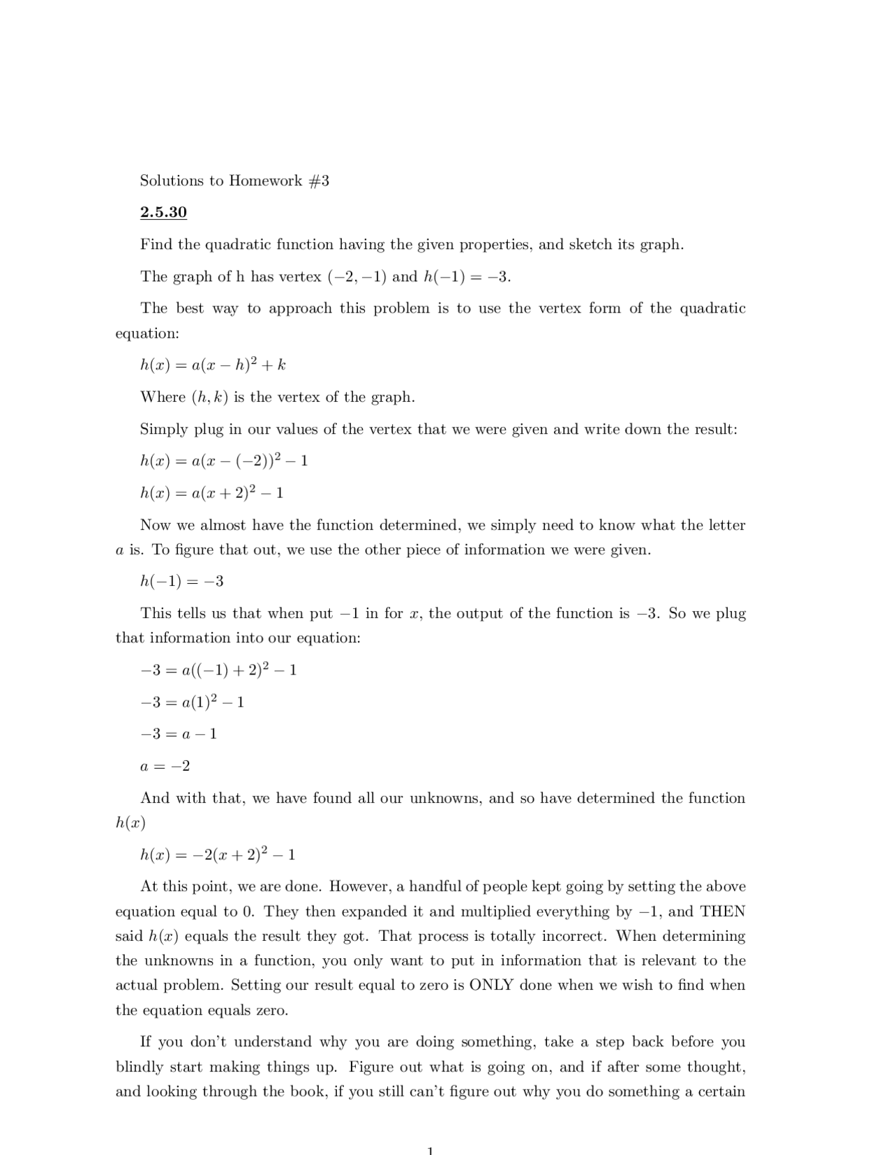 Solutions To Homework 3 Algebra I Math 1100 Docsity