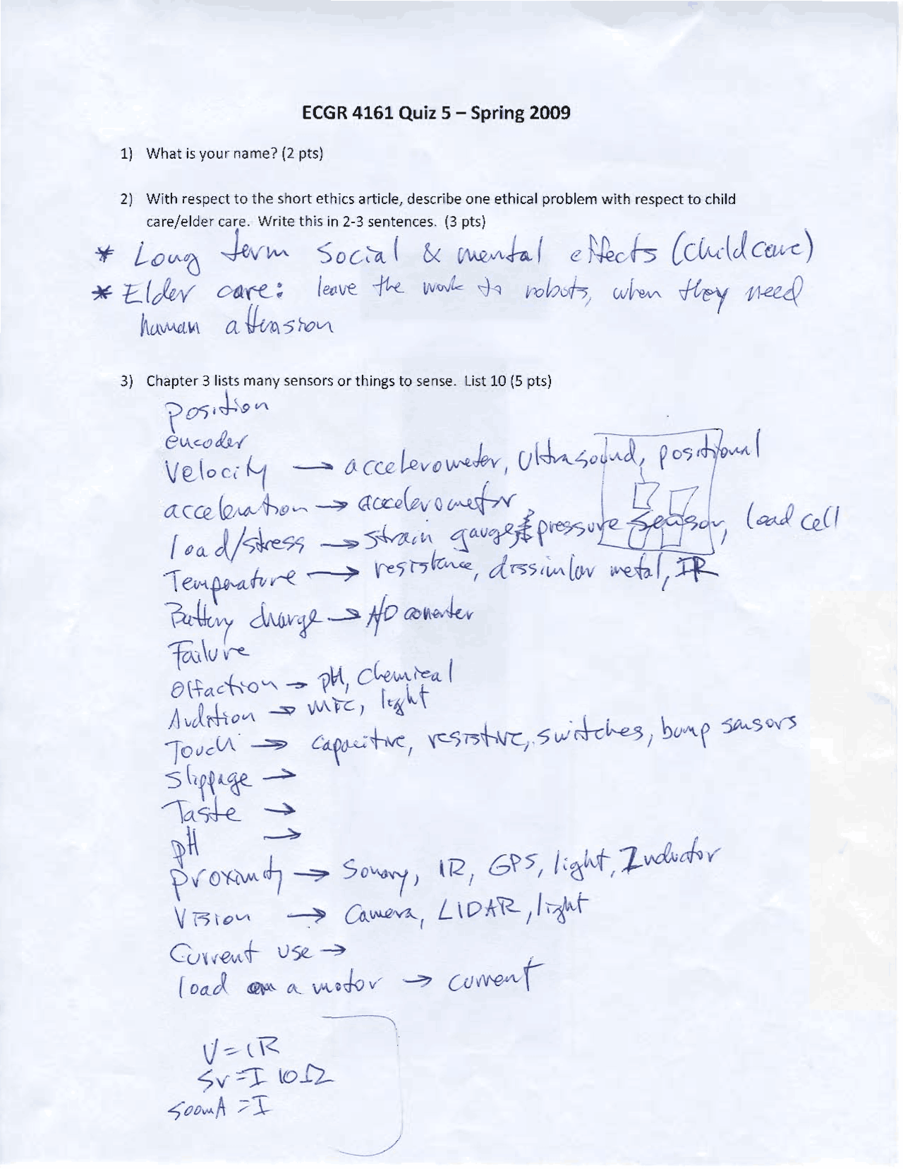 Solved Quiz 5 Question Introduction To Robotics Ecgr 4161 Docsity