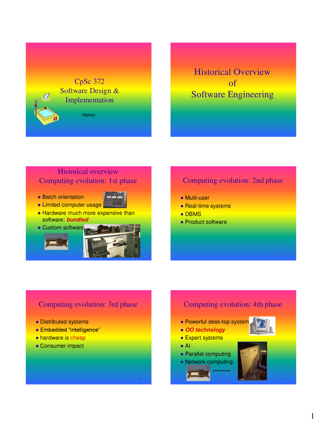 Historical Overview Of Software Engineering Lecture Slides Cp Sc