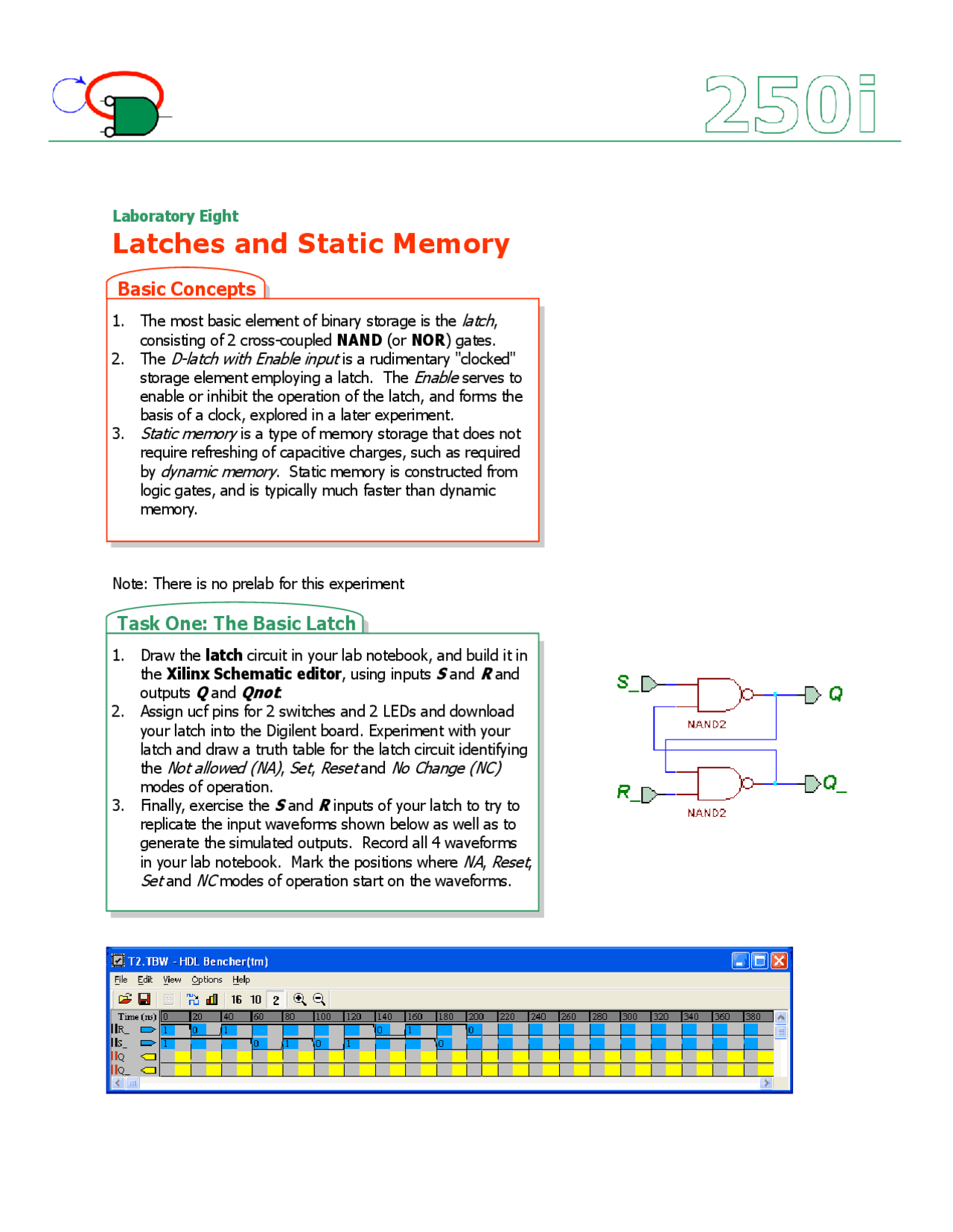Laboratory 8: Latches and Static Memory | ECE 2500 - Docsity