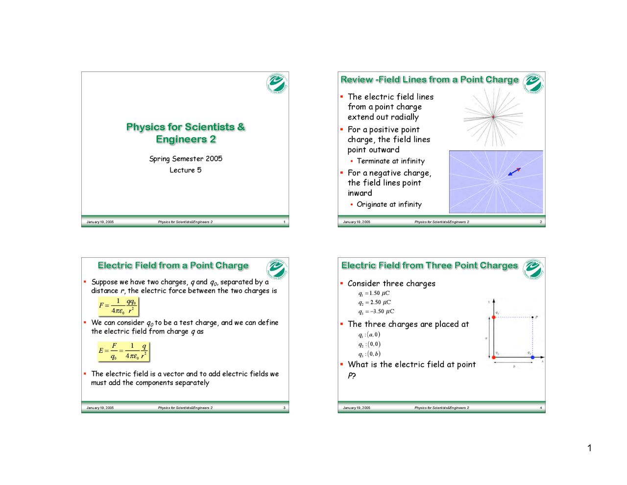 Field Lines from a Point Charge - Physics Scientists and Engineers II ...