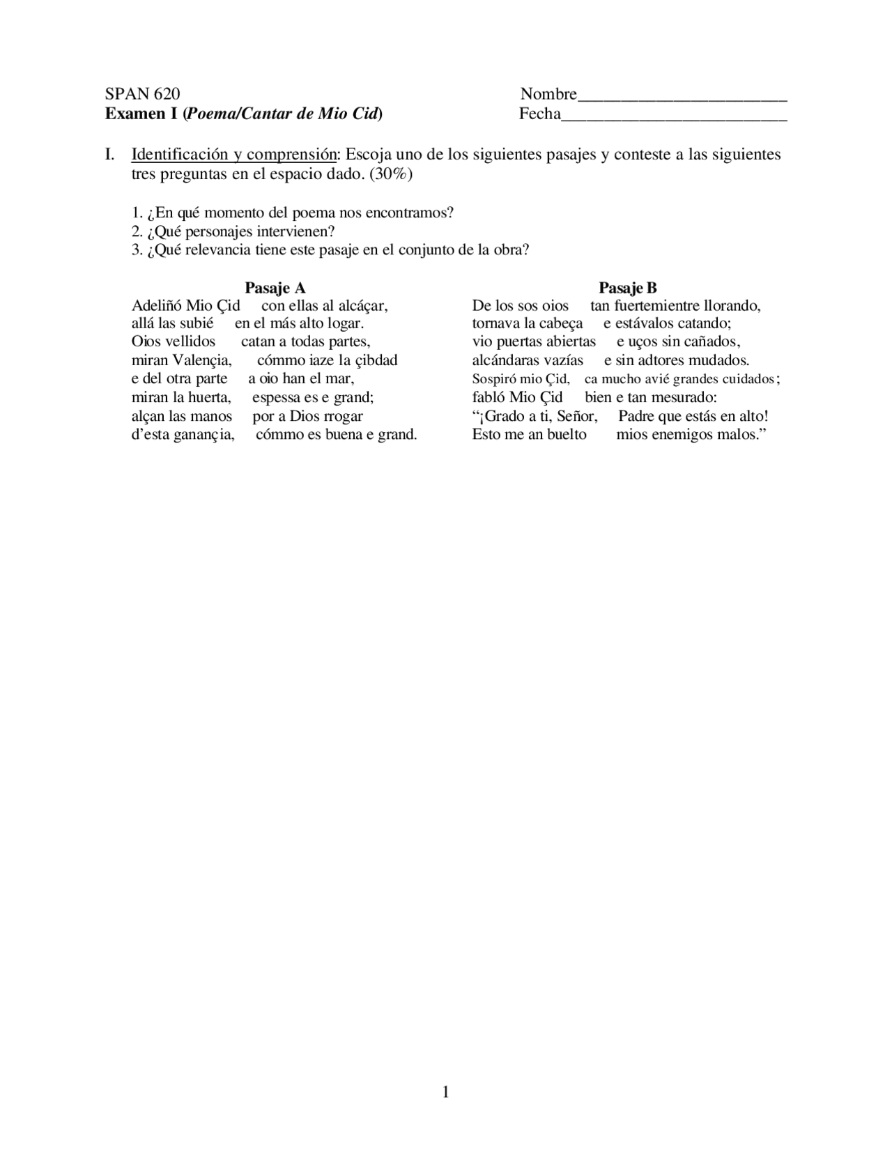 Exam 1 - Shipwreck, Captivity and Return | SPAN 6200 - Docsity