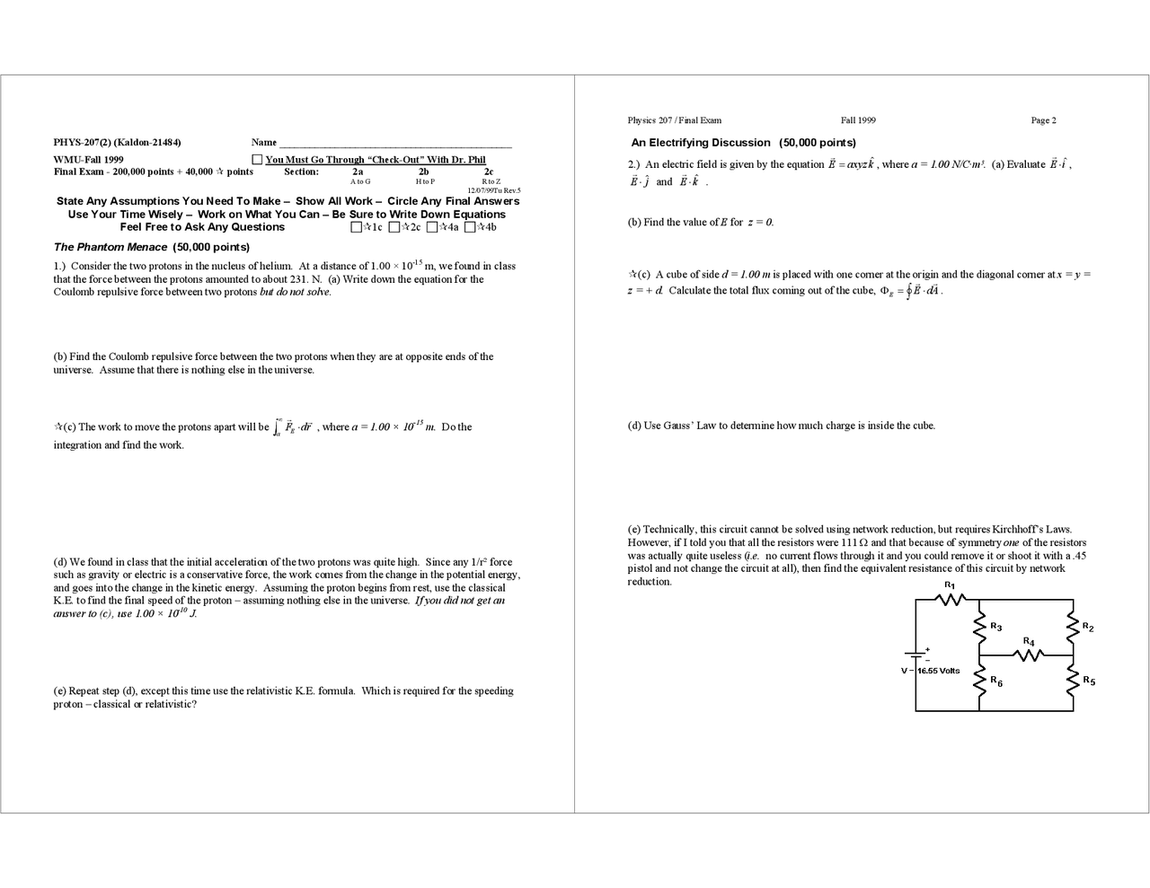 University Physics Ii Final Exam Phys 2070 Docsity