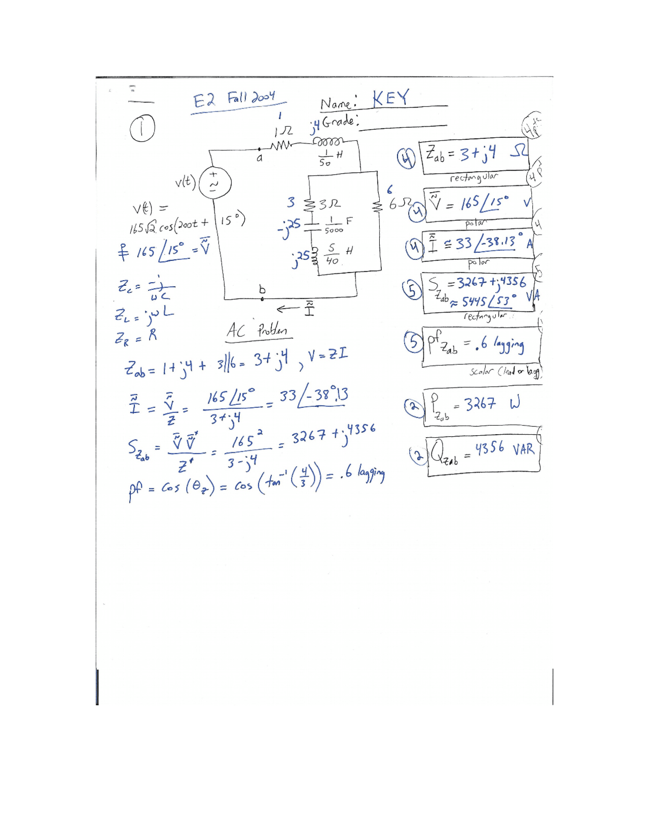 Handwritten Solved Test Basic Electrical Engineering E C E 307