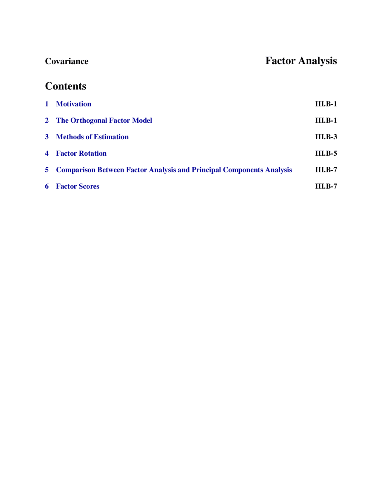 Covariance And Factor Analysis Lecture Notes Stat 5610 Docsity