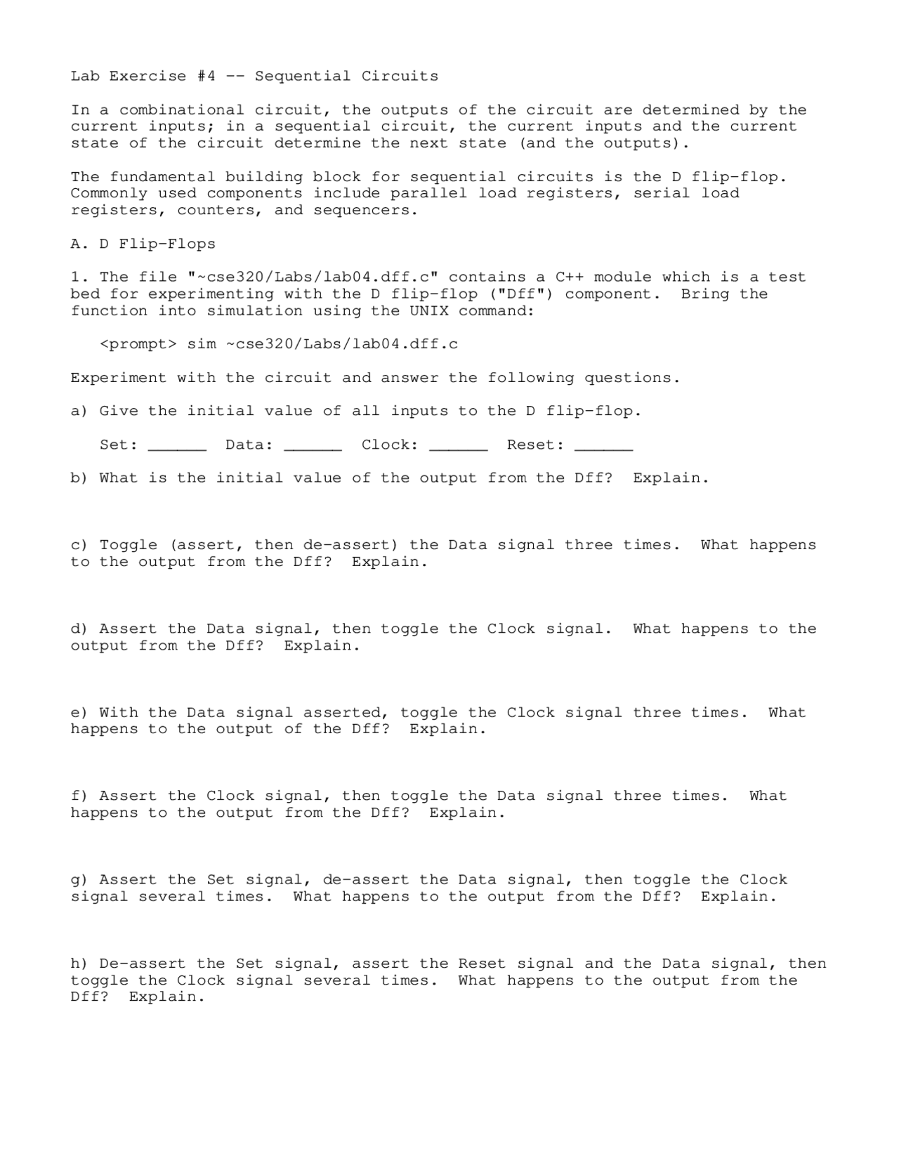 Lab Exercise 4 For Sequential Circuits Computer Organization And