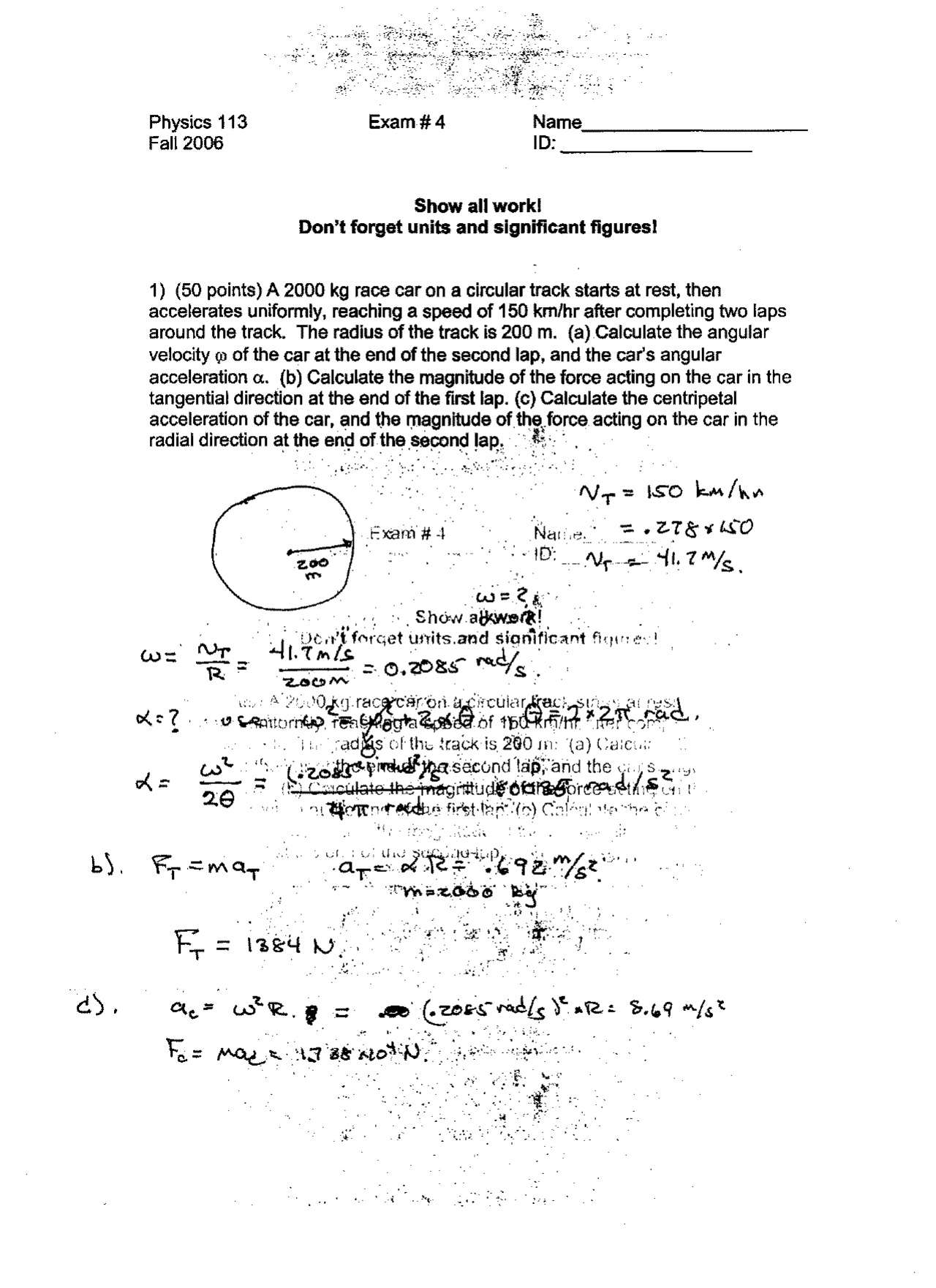 Exam 4 With Solution General Physics I Phys 1130 Docsity