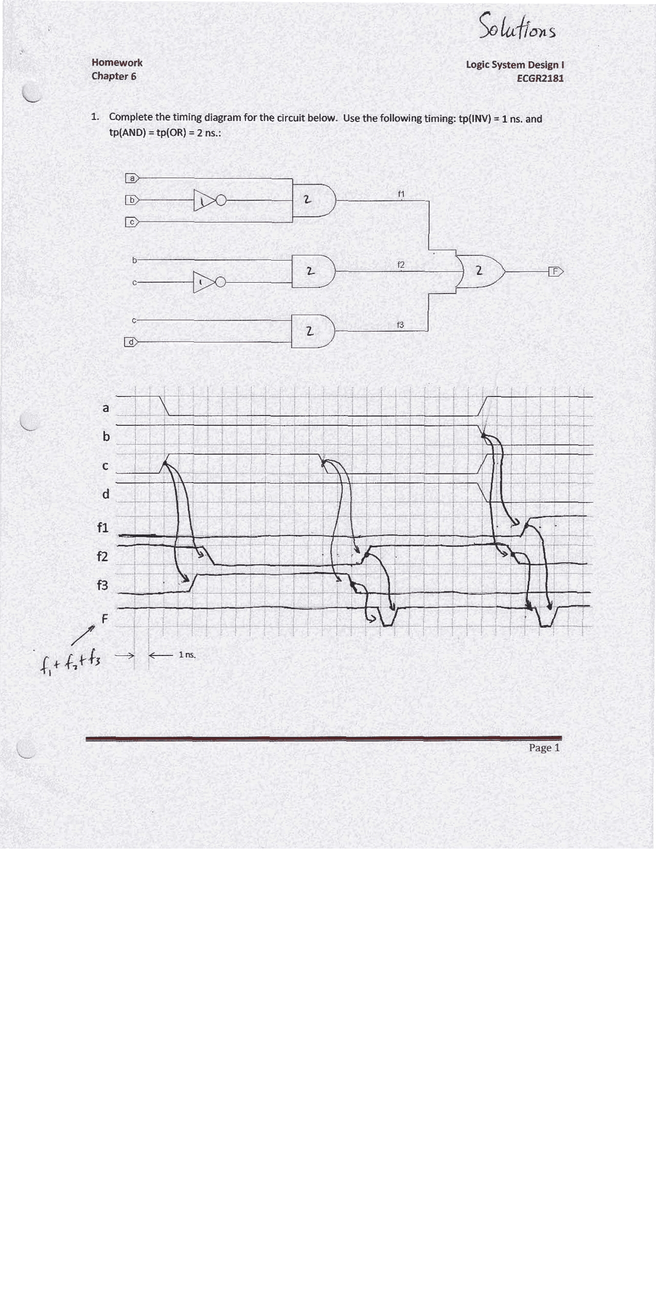 Solutions To Homework Logic System Design I Ecgr 2181 Docsity
