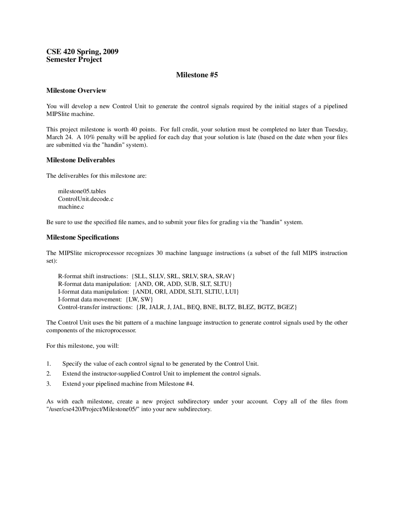 Milestone 5 Computer Architecture Project Cse 420 Docsity