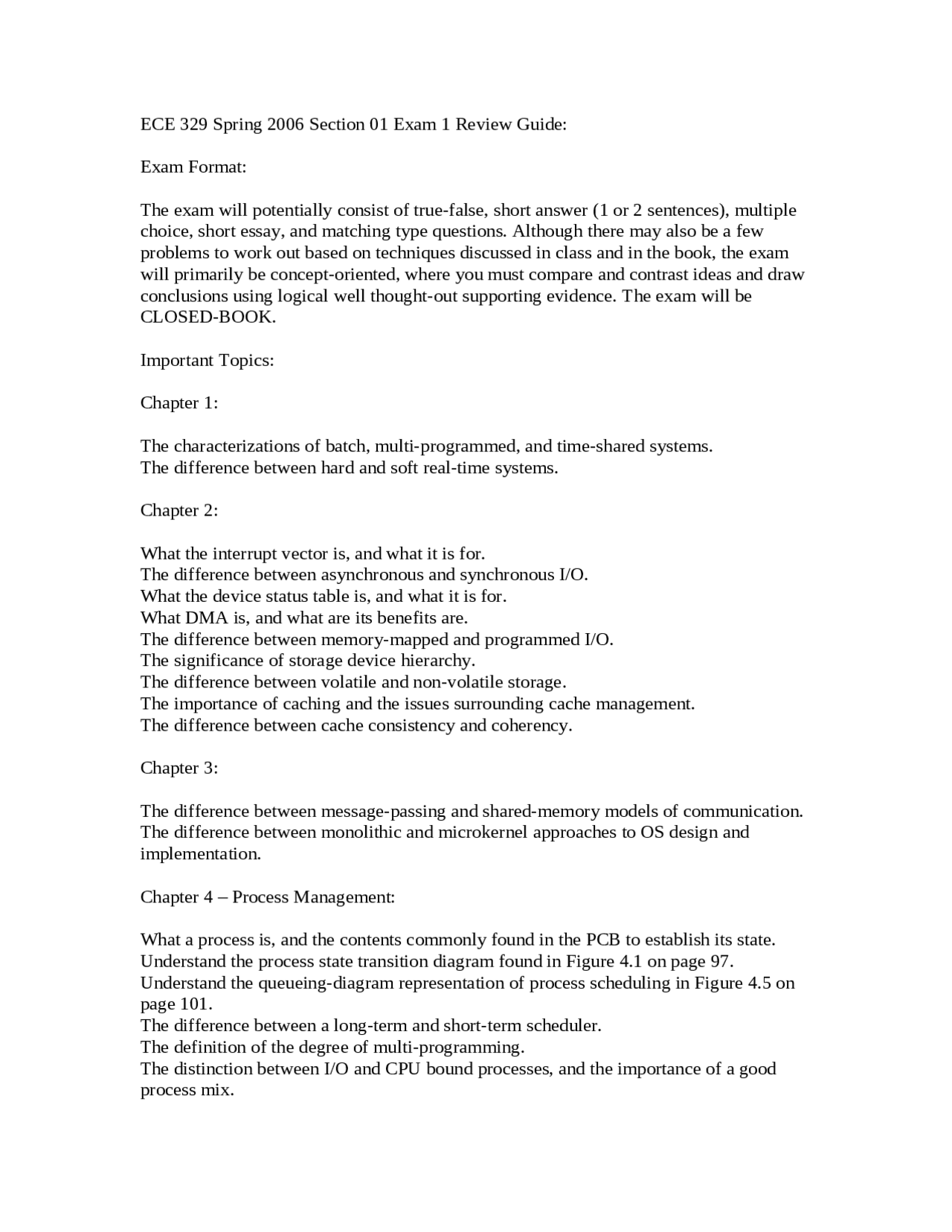 Exam 1 Review Guide For Computer System Structure E C E 329 Docsity