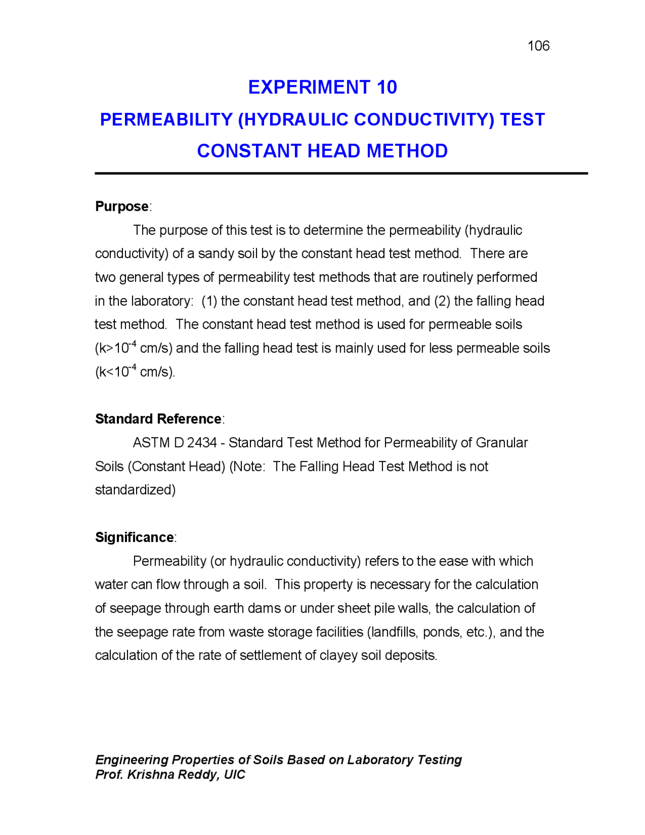 Permeability Test Constant Head Method - Experiment #10 | CME 315 | Lab ...