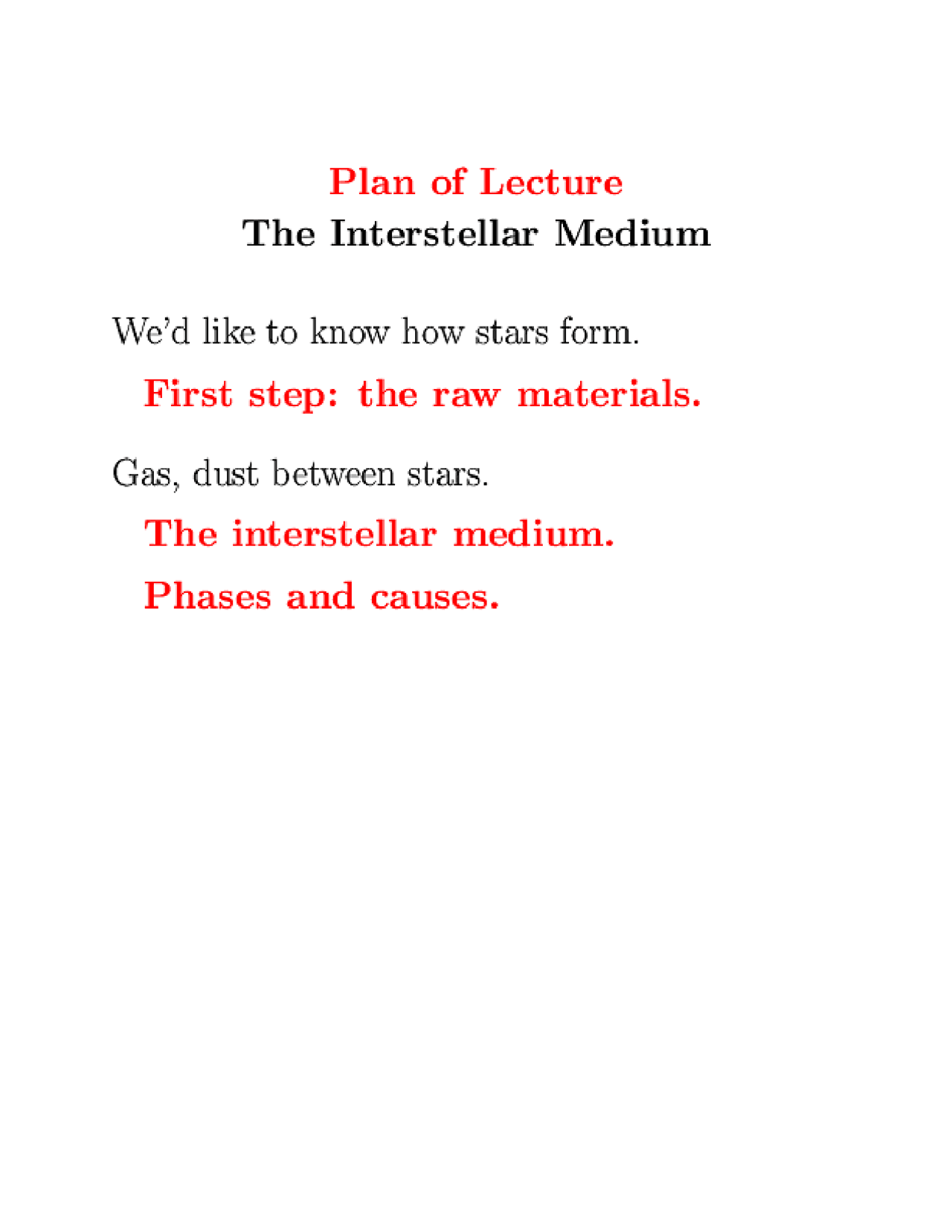 Plan Of Lecture The Interstellar Medium Astr 121 Docsity