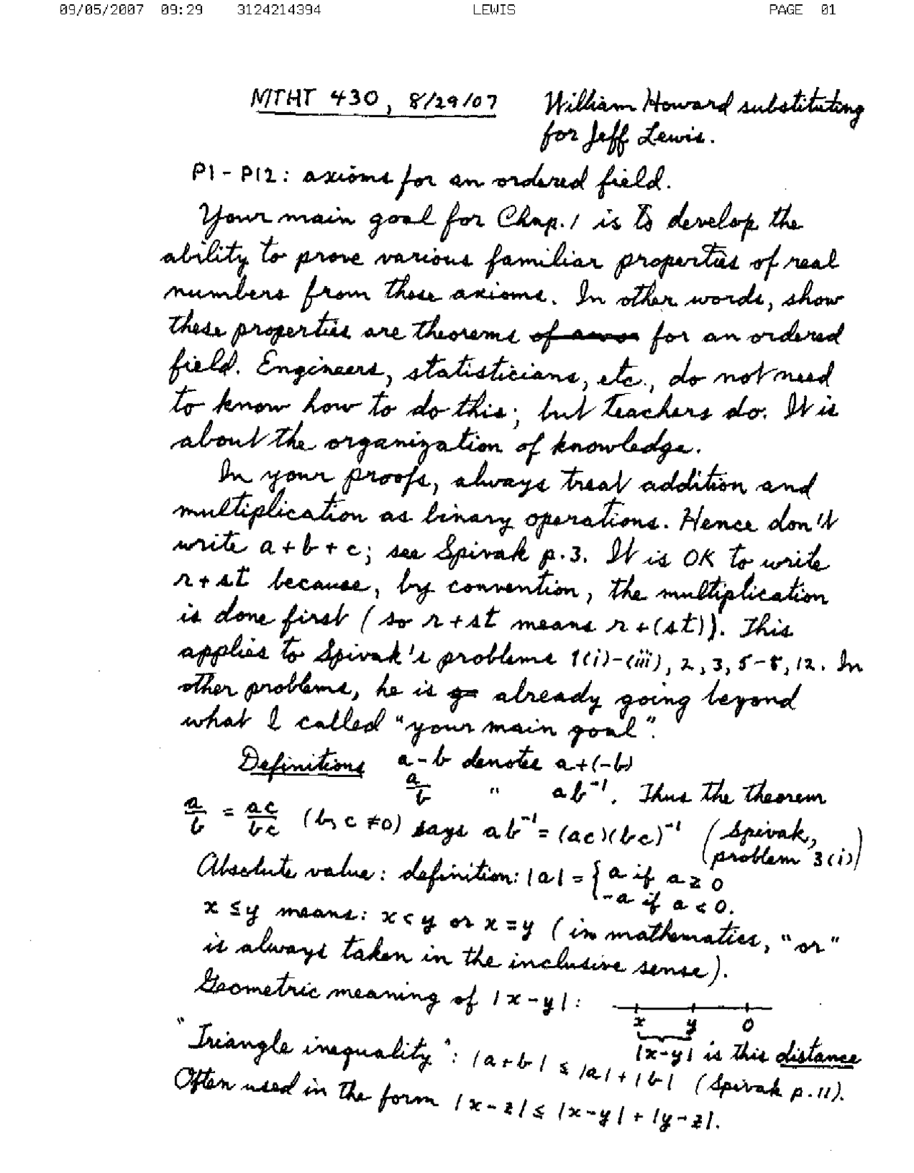 Notes On Mathematical Analysis For Teachers I Mtht 430 Docsity
