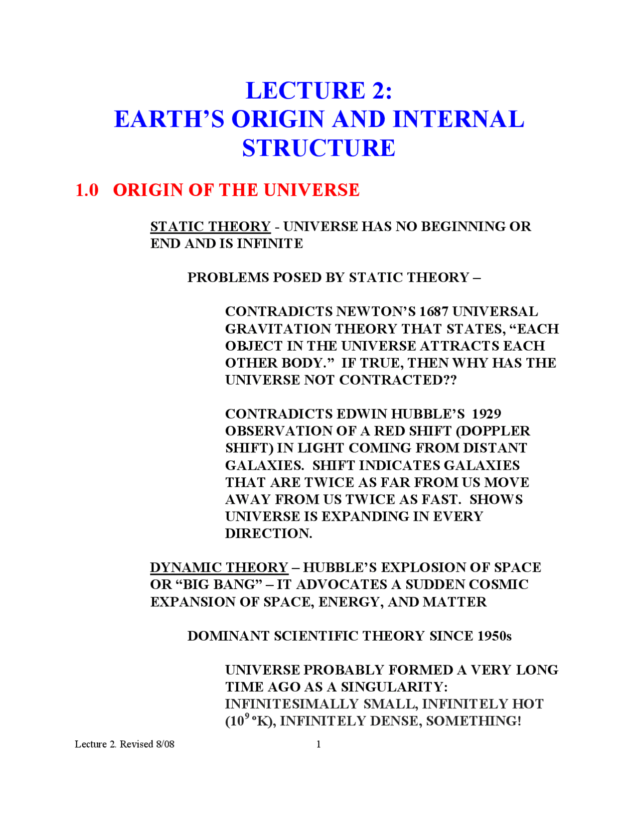 Earths Origin And Internal Structure Origin Of The Universe Isp