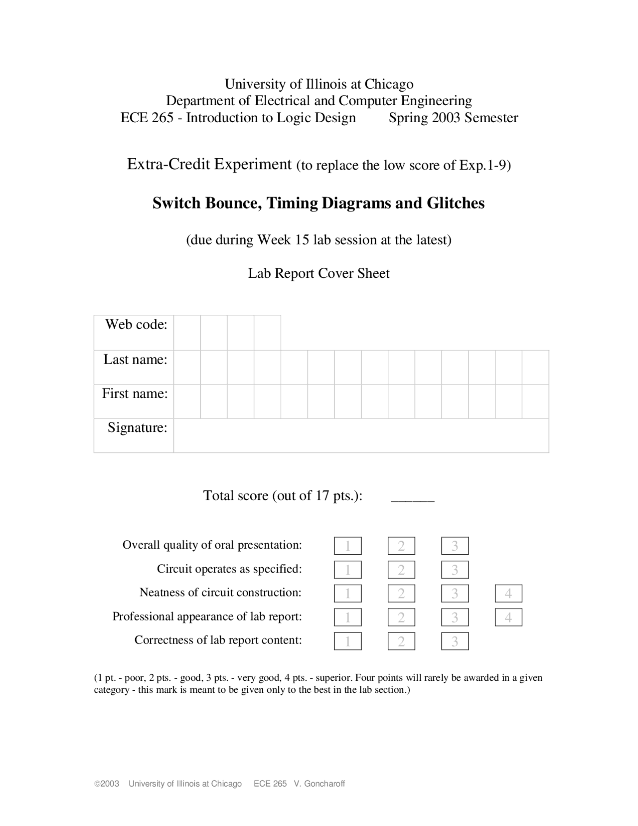 Switch Bounce Timing Diagrams And Glitches Lab Ece 265 Docsity