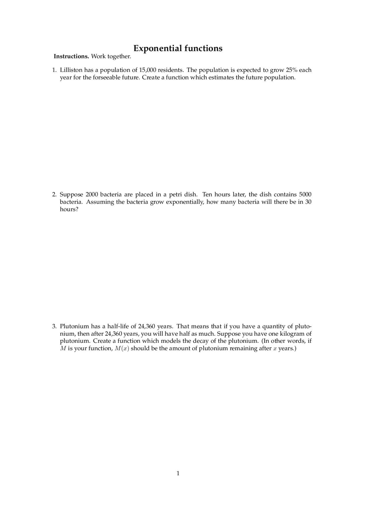 Exponential Functions - College Algebra | MATH 111 - Docsity