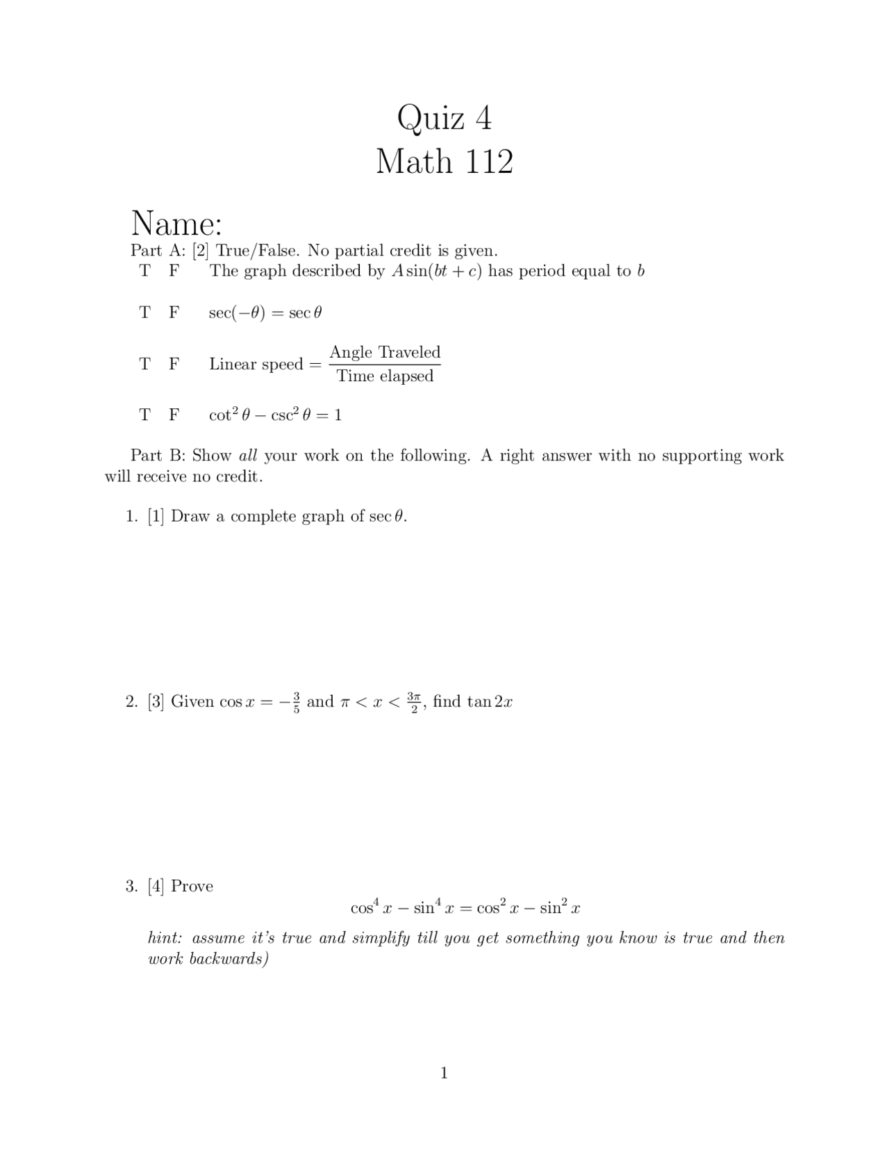 3 Unsolved Questions Of Quiz 4 Elementary Functions Math 112 Docsity