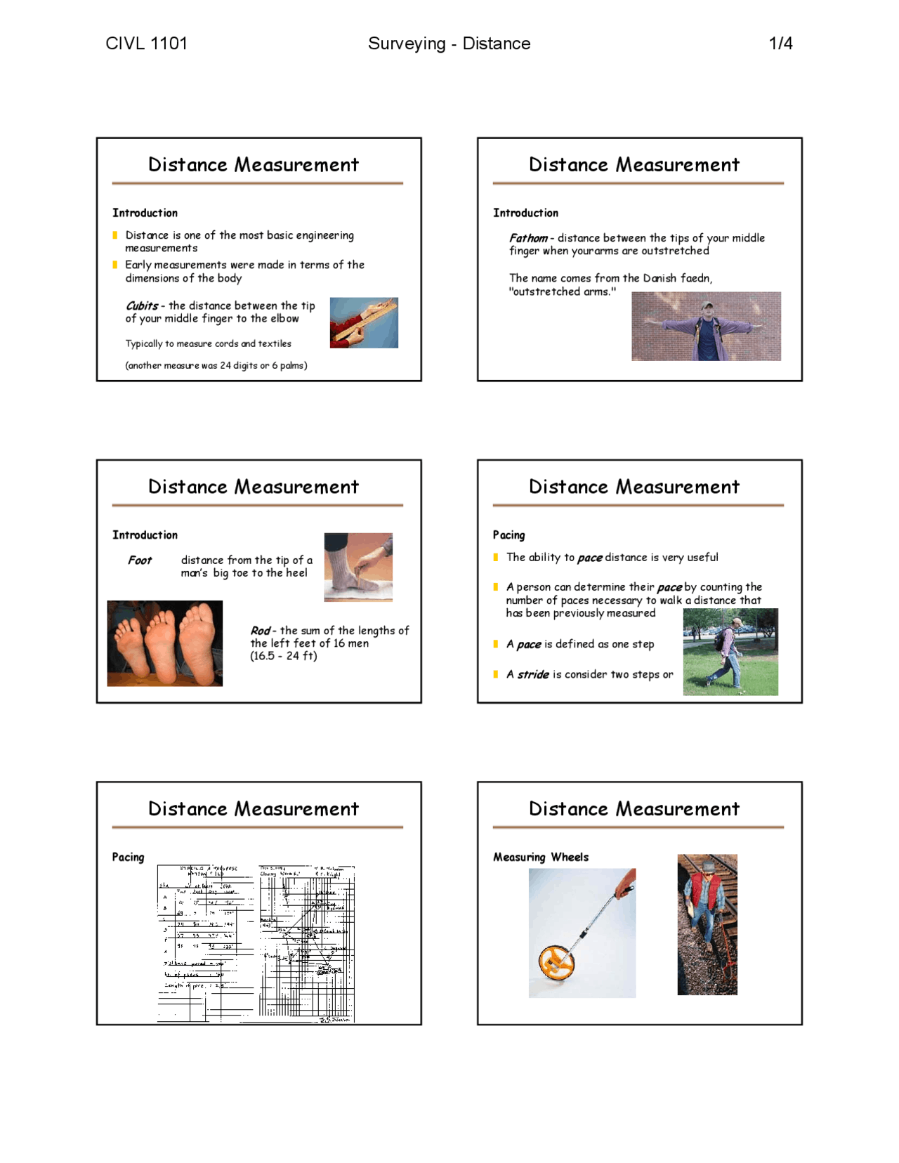 Surveying Distance Civil Engineering Measurements Lab Slides Civl 1101 Docsity 